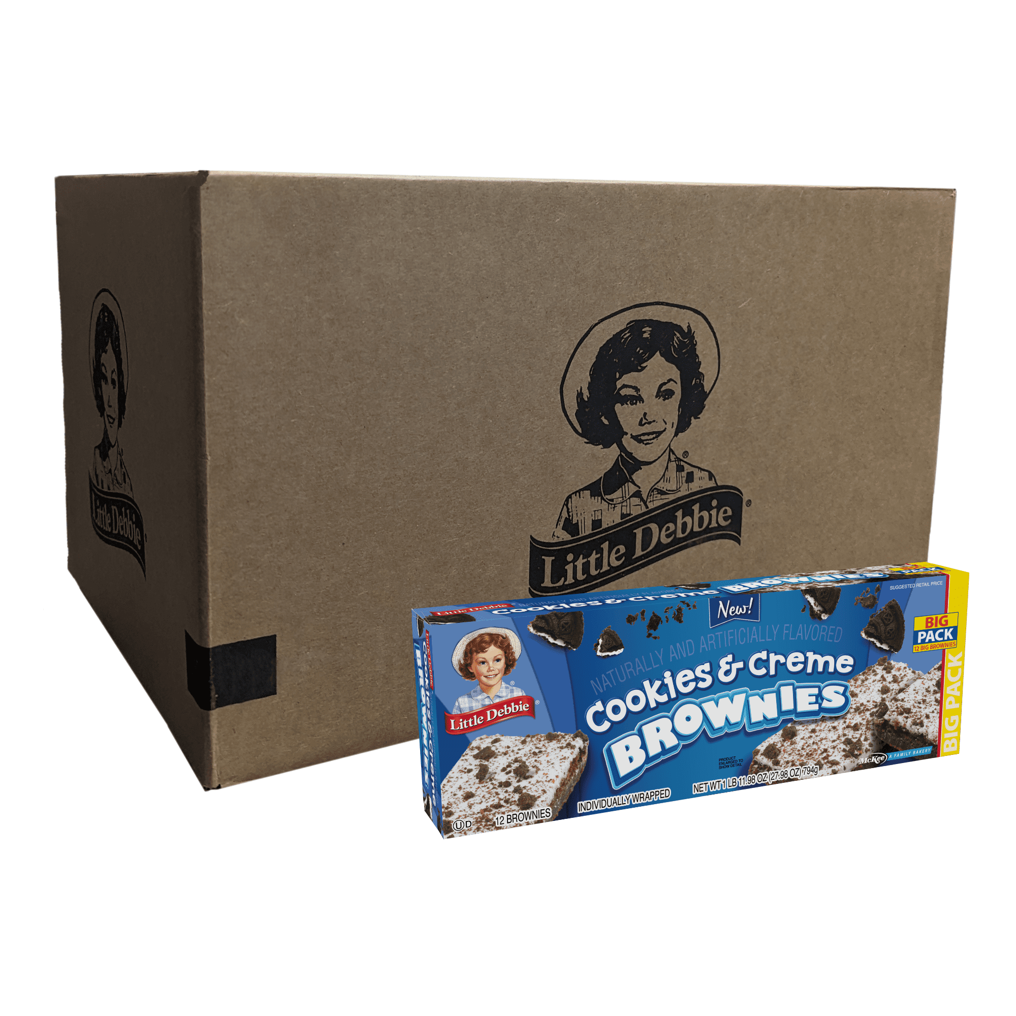 Little Debbie Cookies & Creme Brownies Big Pack, Full Case, 8 Boxes, 96 Individually Wrapped ...