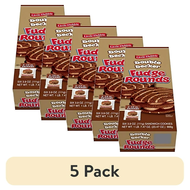 (5 pack) Little Debbie, Double Decker Fudge Round, Individually ...