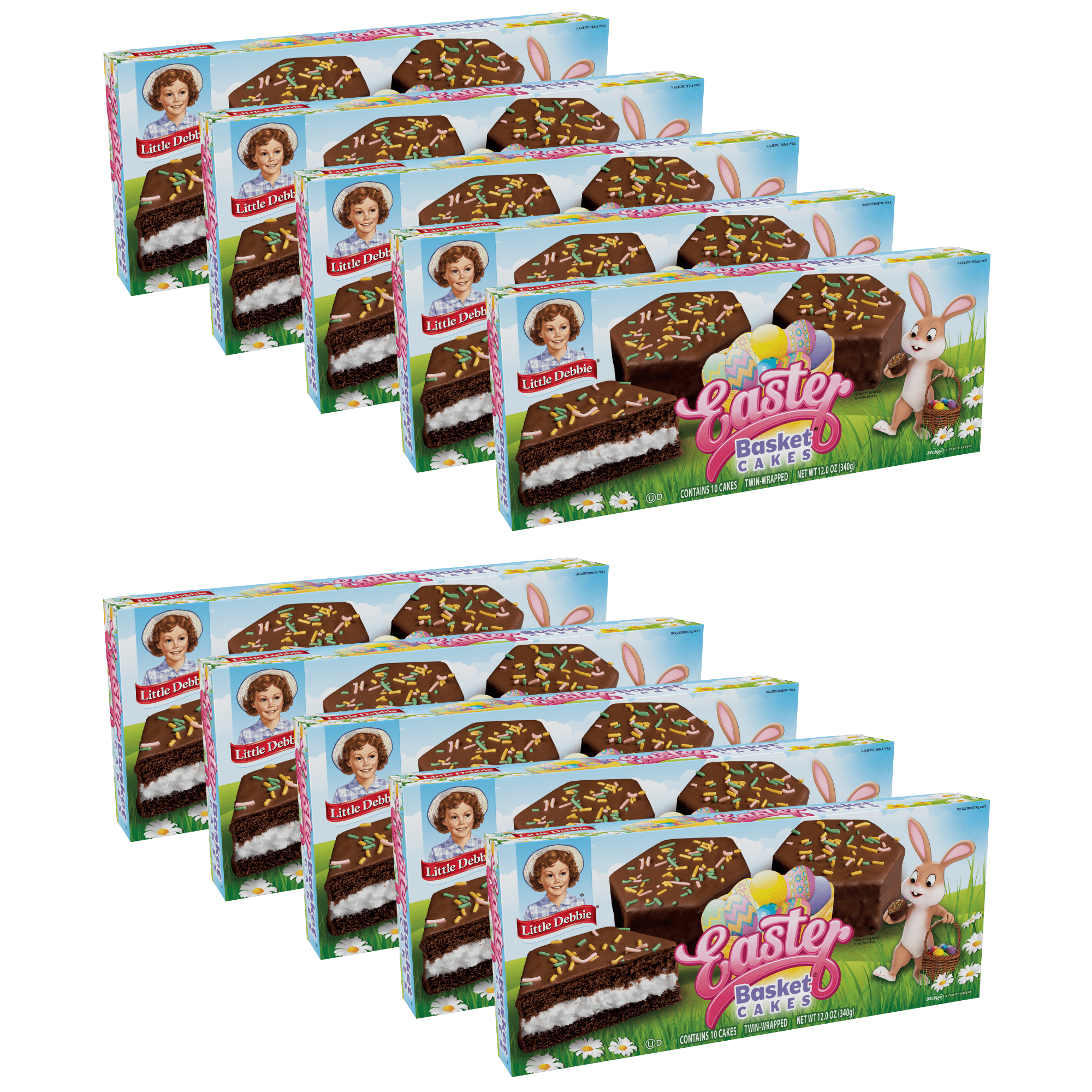 Little Debbie Easter Basket Cakes, 10 Boxes, 100 Chocolate-Flavored ...
