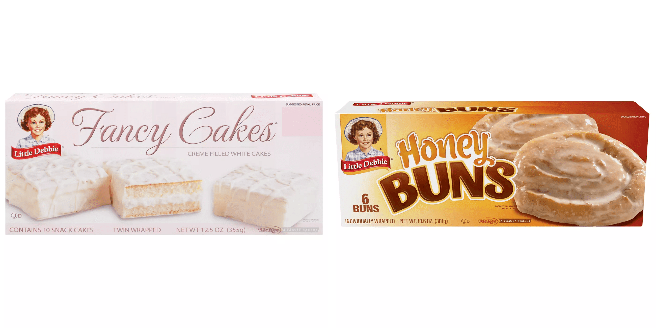 Little Debbie Fancy Cakes, Twin Wrapped, 10 ct&Little Debbie Honey Buns ...