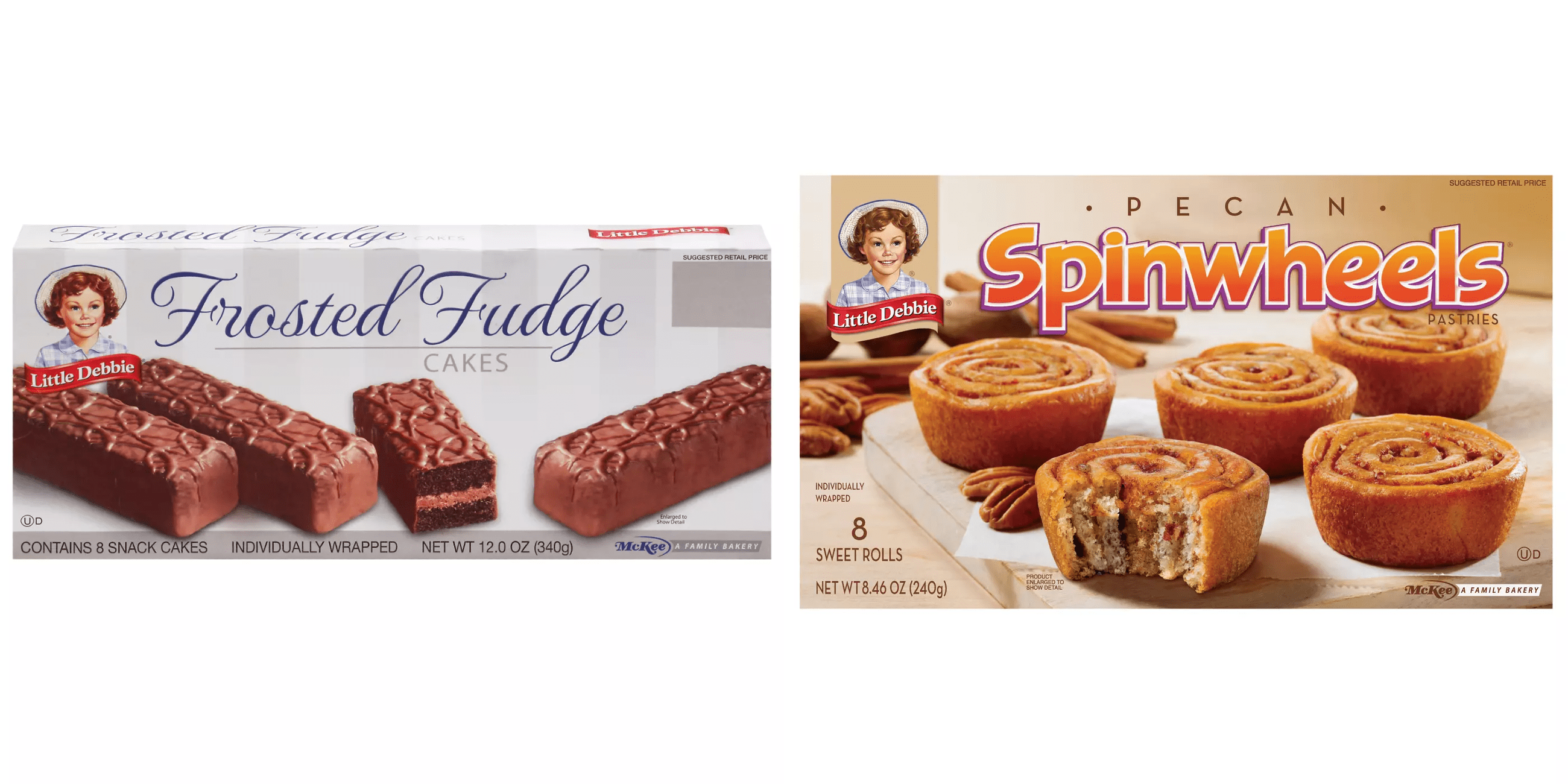 Little Debbie Frosted Fudge Cakes, 8 ct&Little Debbie Pecan Spinwheels ...