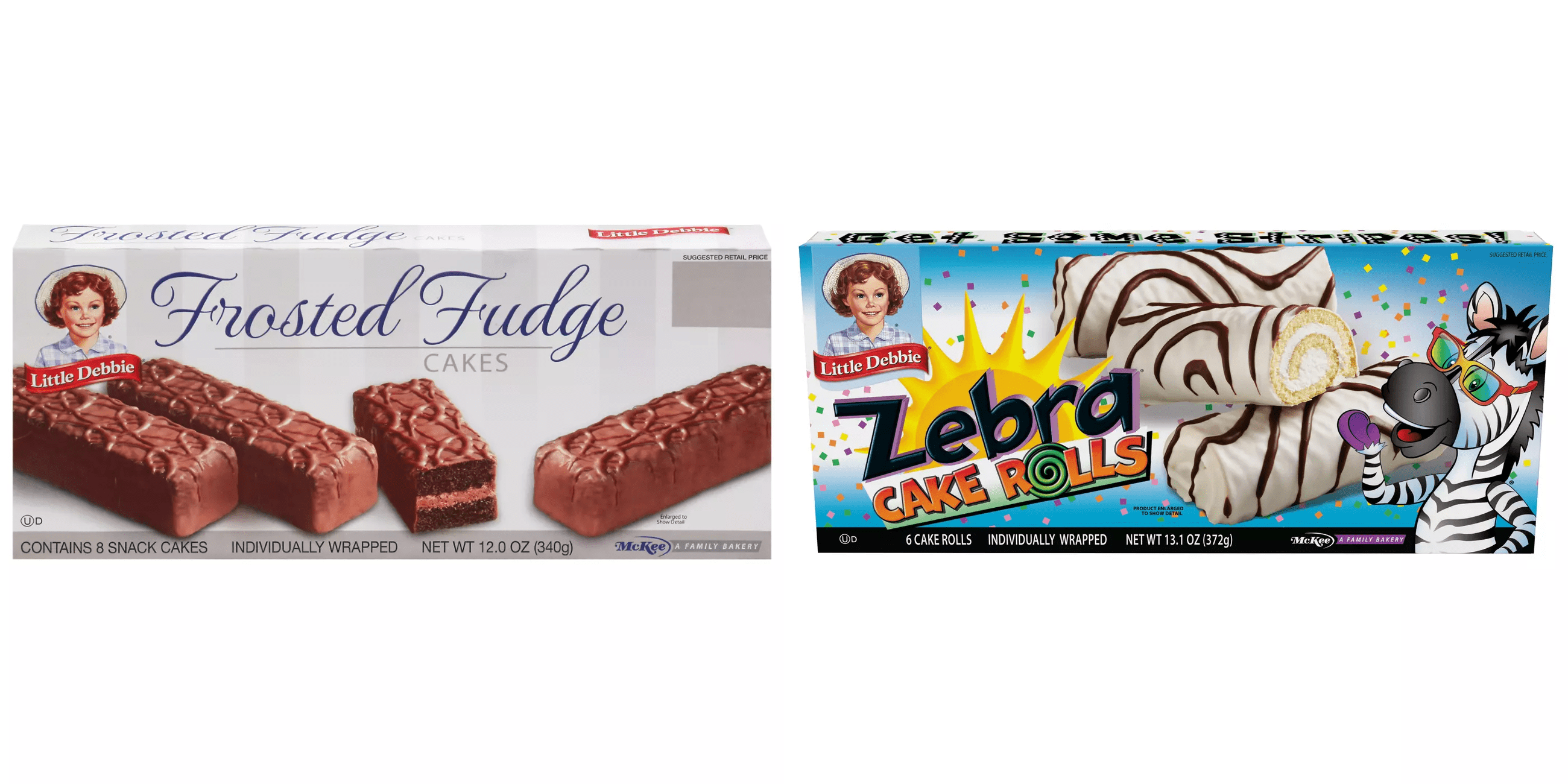 Little Debbie Frosted Fudge Cakes, 8 ct&Little Debbie Zebra Cake Rolls ...