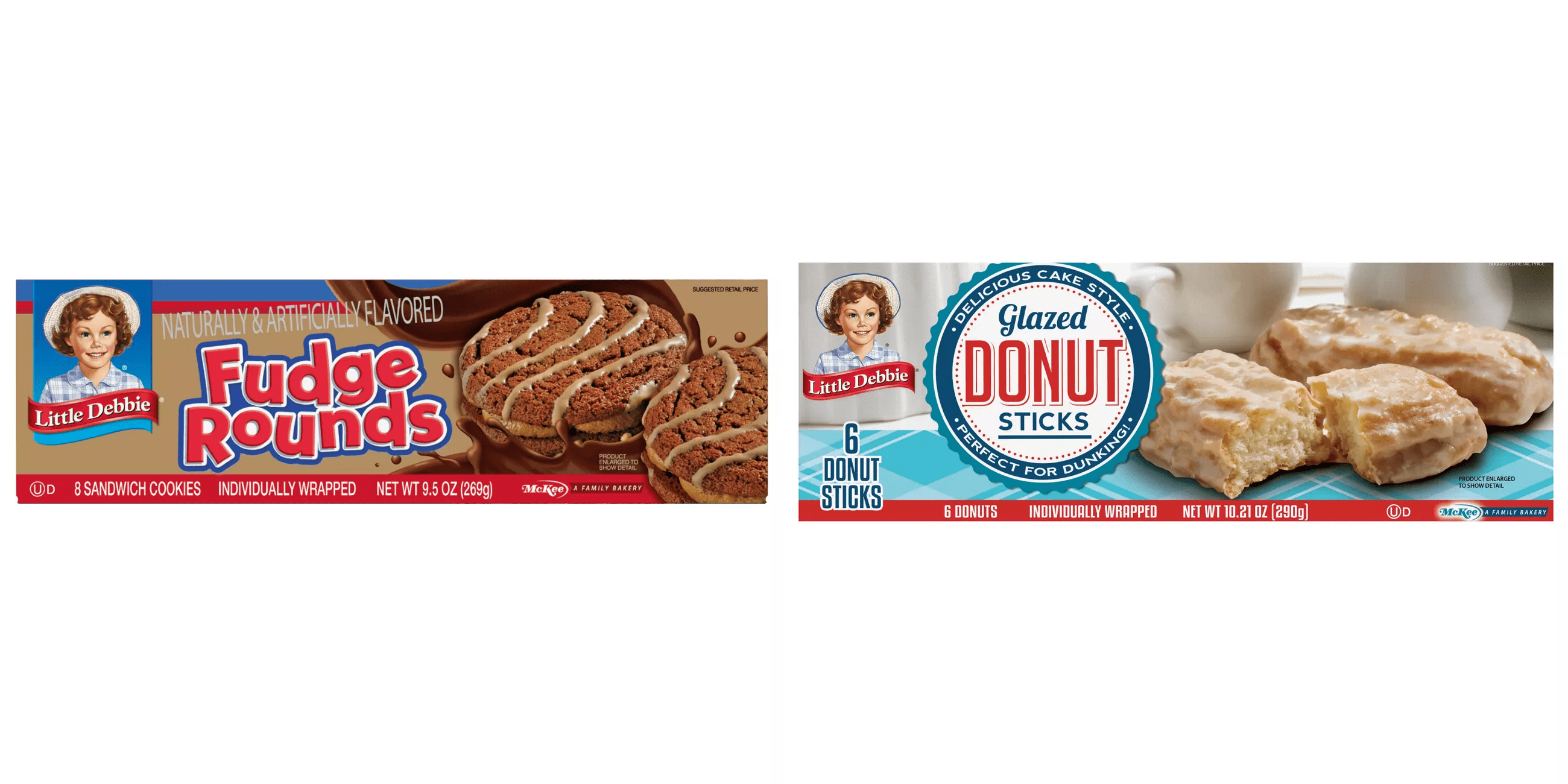 Little Debbie Fudge Rounds Sandwich Cookies, 8 ct&Little Debbie Glazed ...