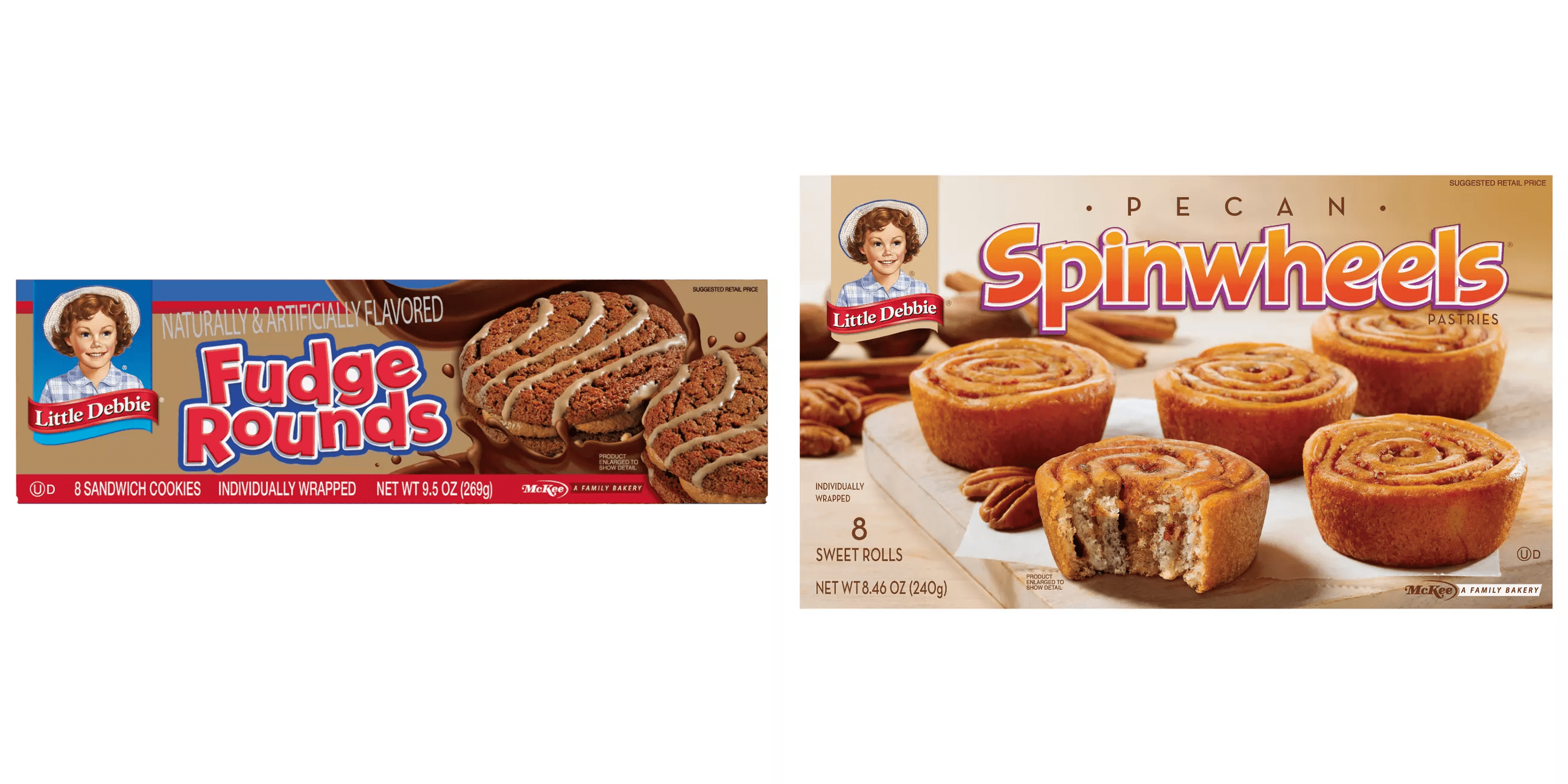 Little Debbie Fudge Rounds Sandwich Cookies, 8 ct&Little Debbie Pecan ...