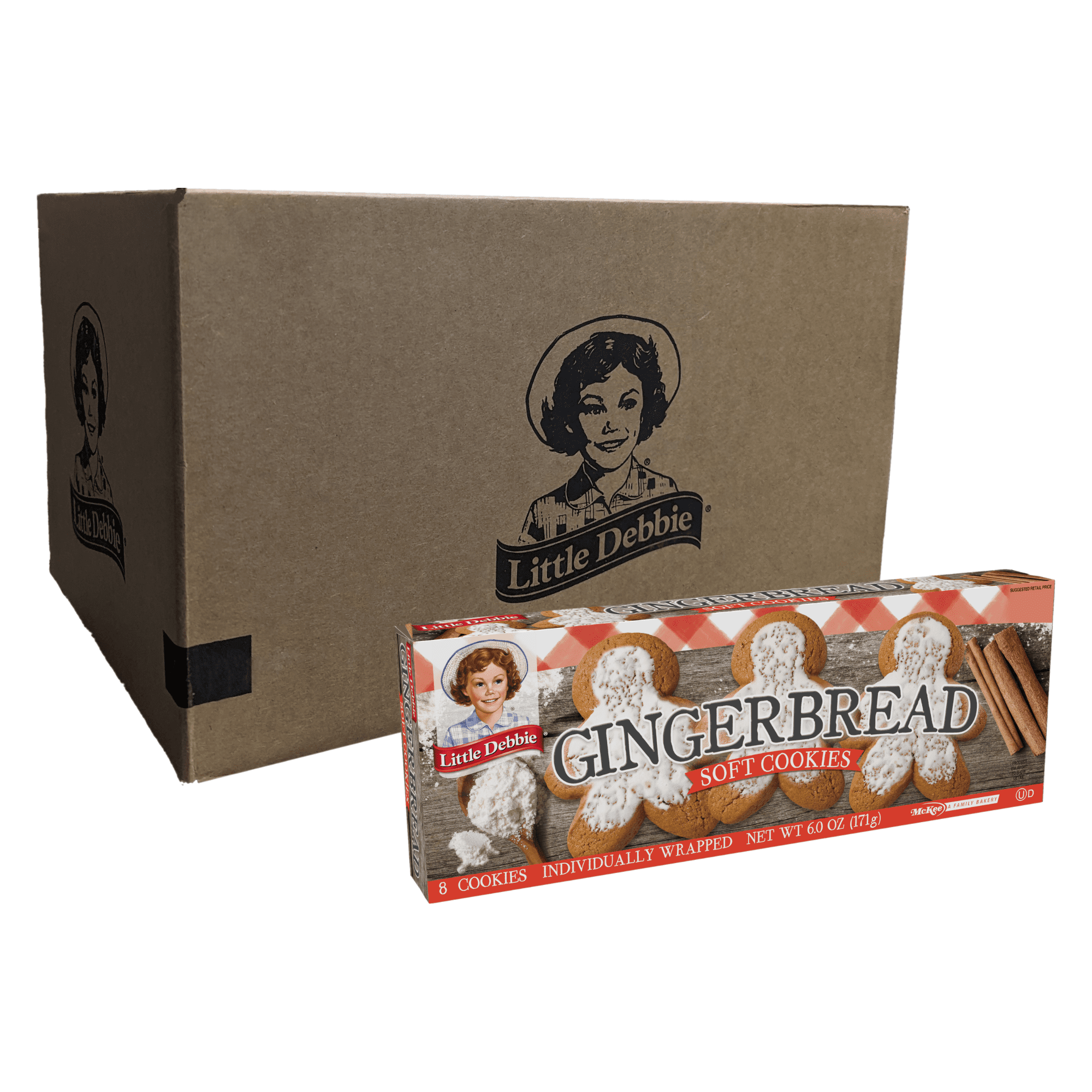 Little Debbie Christmas Gingerbread Soft Cookies, 16 Boxes - Holiday ...