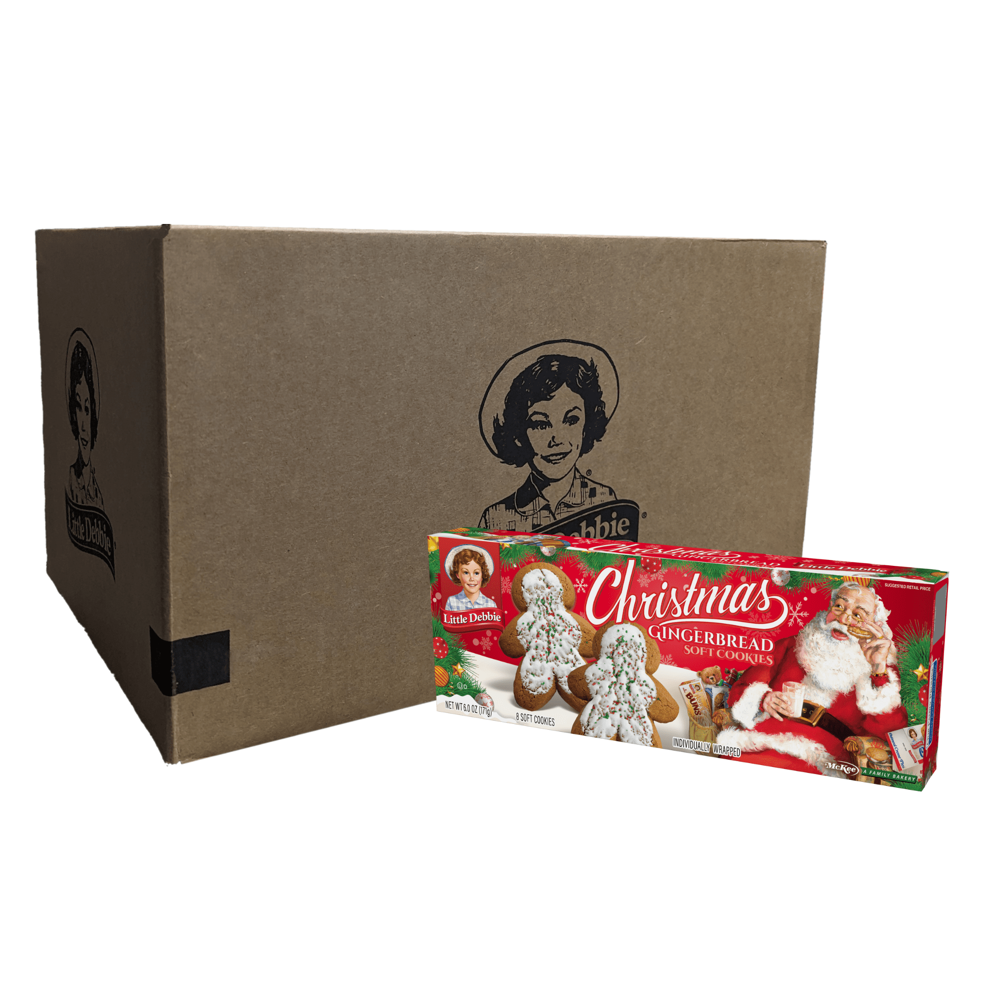 Little Debbie Christmas Gingerbread Soft Cookies, 16 Boxes - Holiday ...