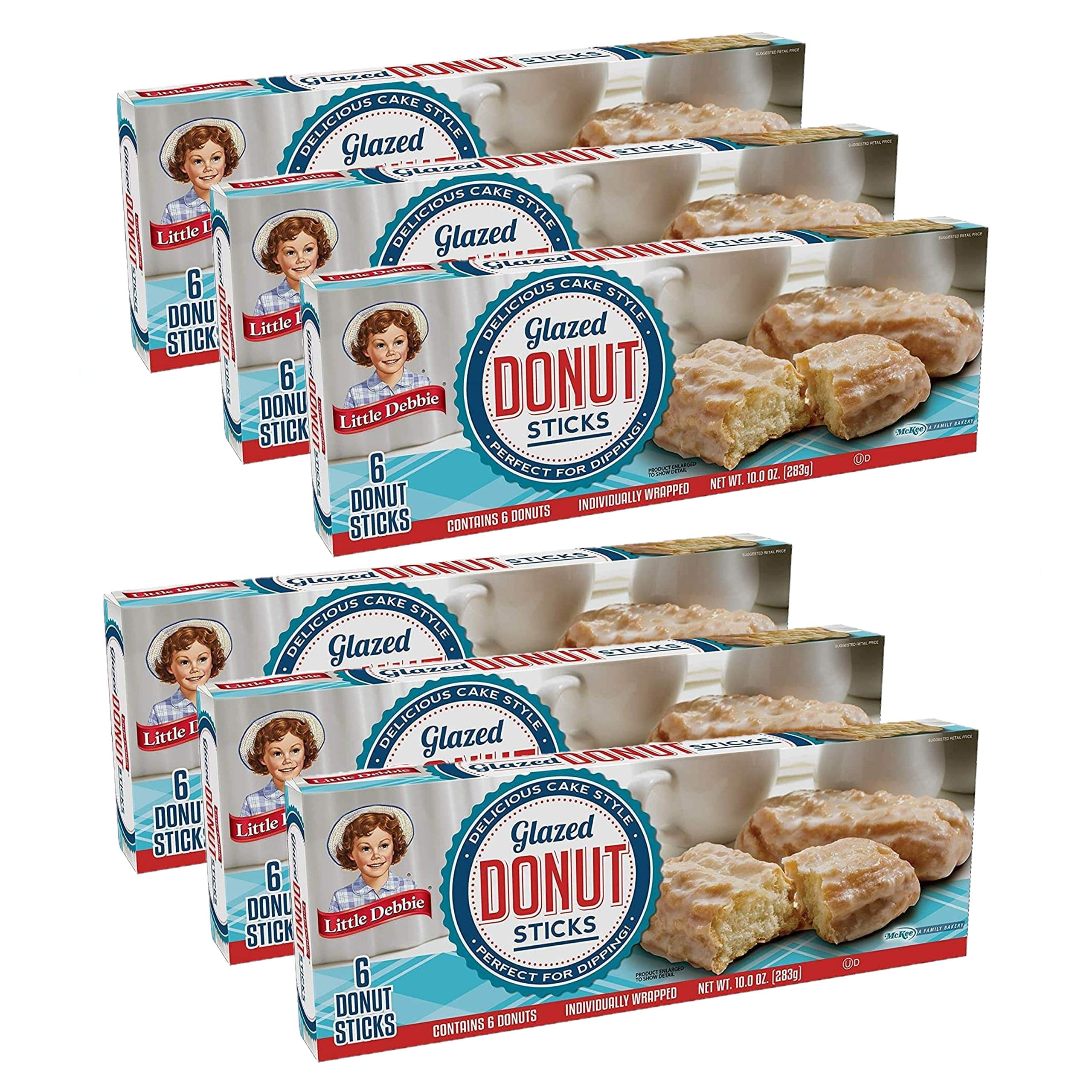 Little Debbie Glazed Donut Sticks, 6 Boxes of 36 Wrapped Snacks, Bakery ...