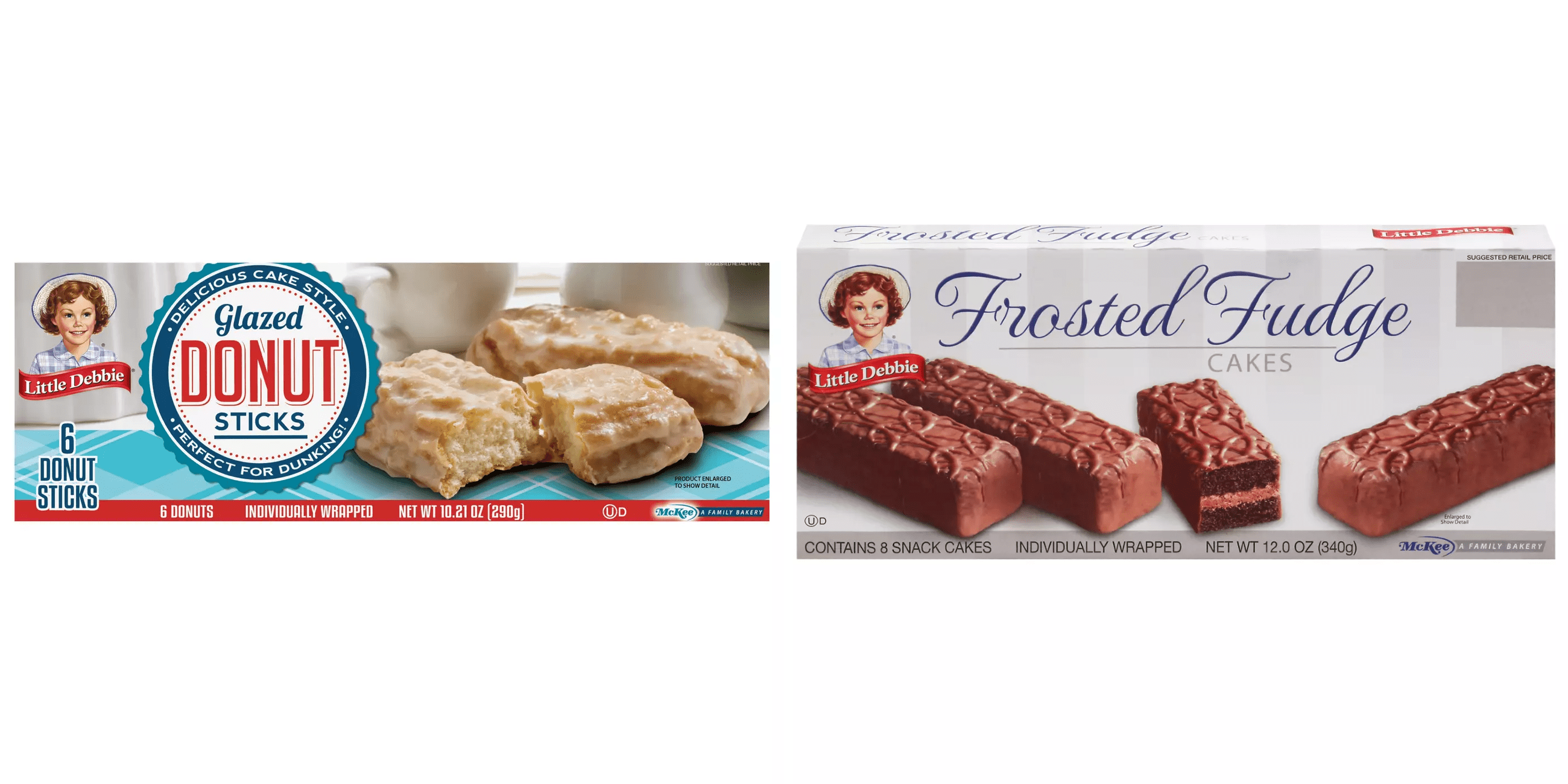 Little Debbie Glazed Donut Sticks, 6 ct&Little Debbie Frosted Fudge ...