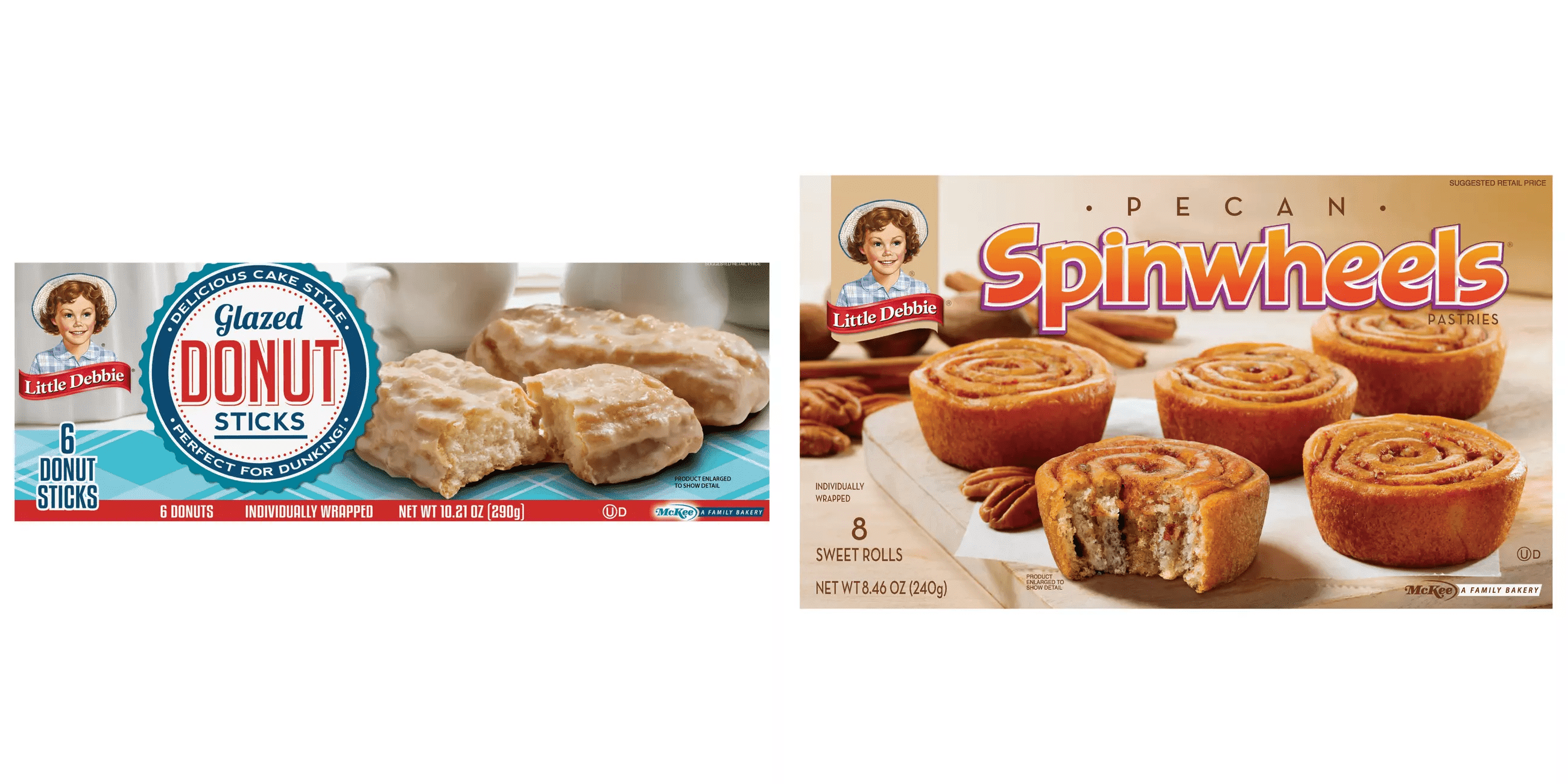 Little Debbie Glazed Donut Sticks, 6 ct&Little Debbie Pecan Spinwheels ...