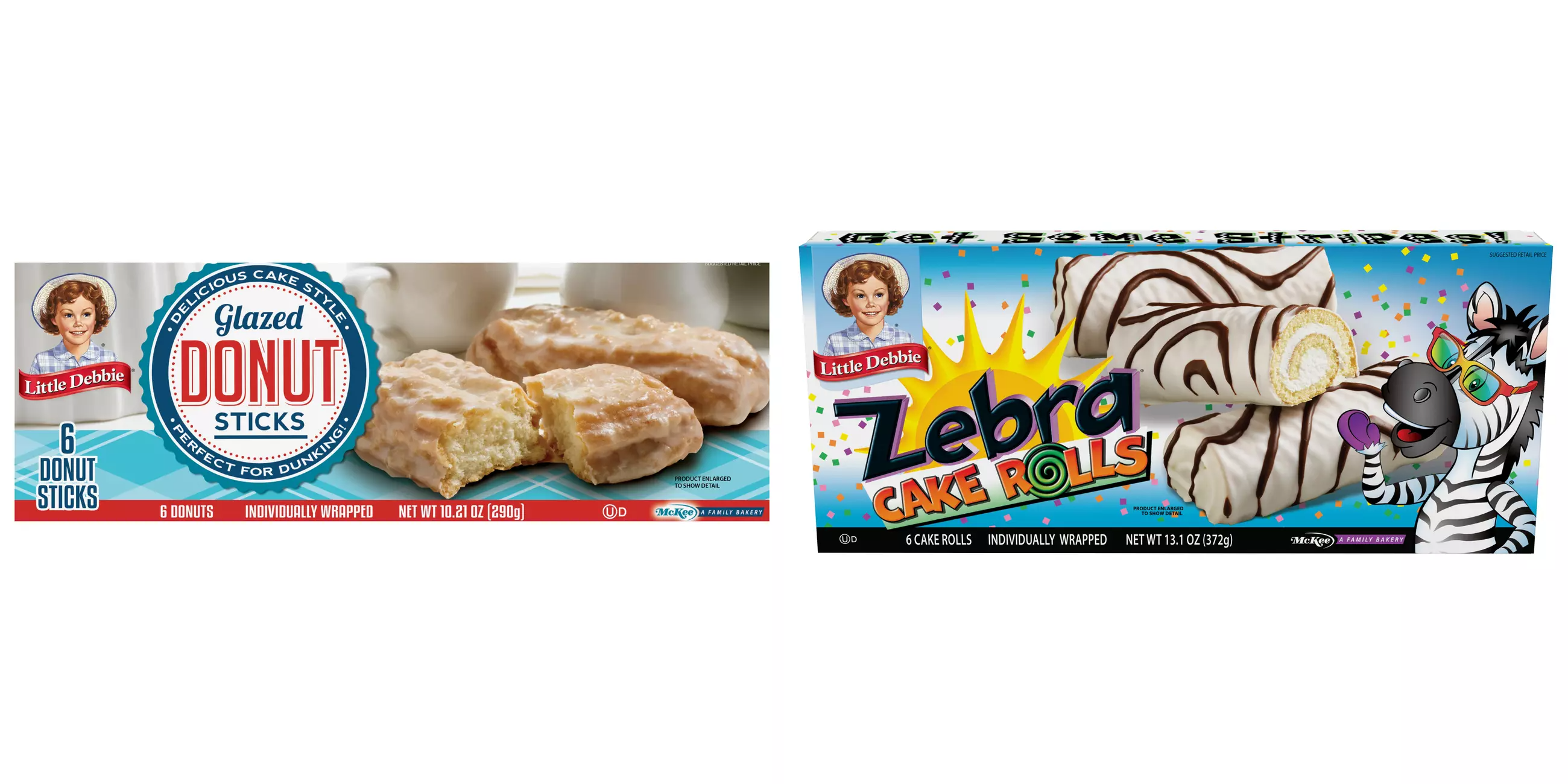 Little Debbie Glazed Donut Sticks, 6 ct&Little Debbie Zebra Cake Rolls ...