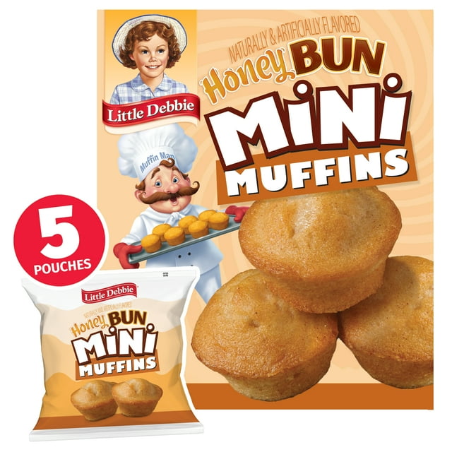 Little Debbie Honey Bun Mini Muffins Family Pack - 5 Pouches per Carton ...