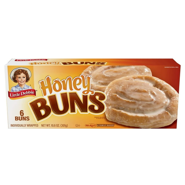 Little Debbie Honey Buns, 6 Individually Wrapped Pastries, 10.6 Oz Box ...