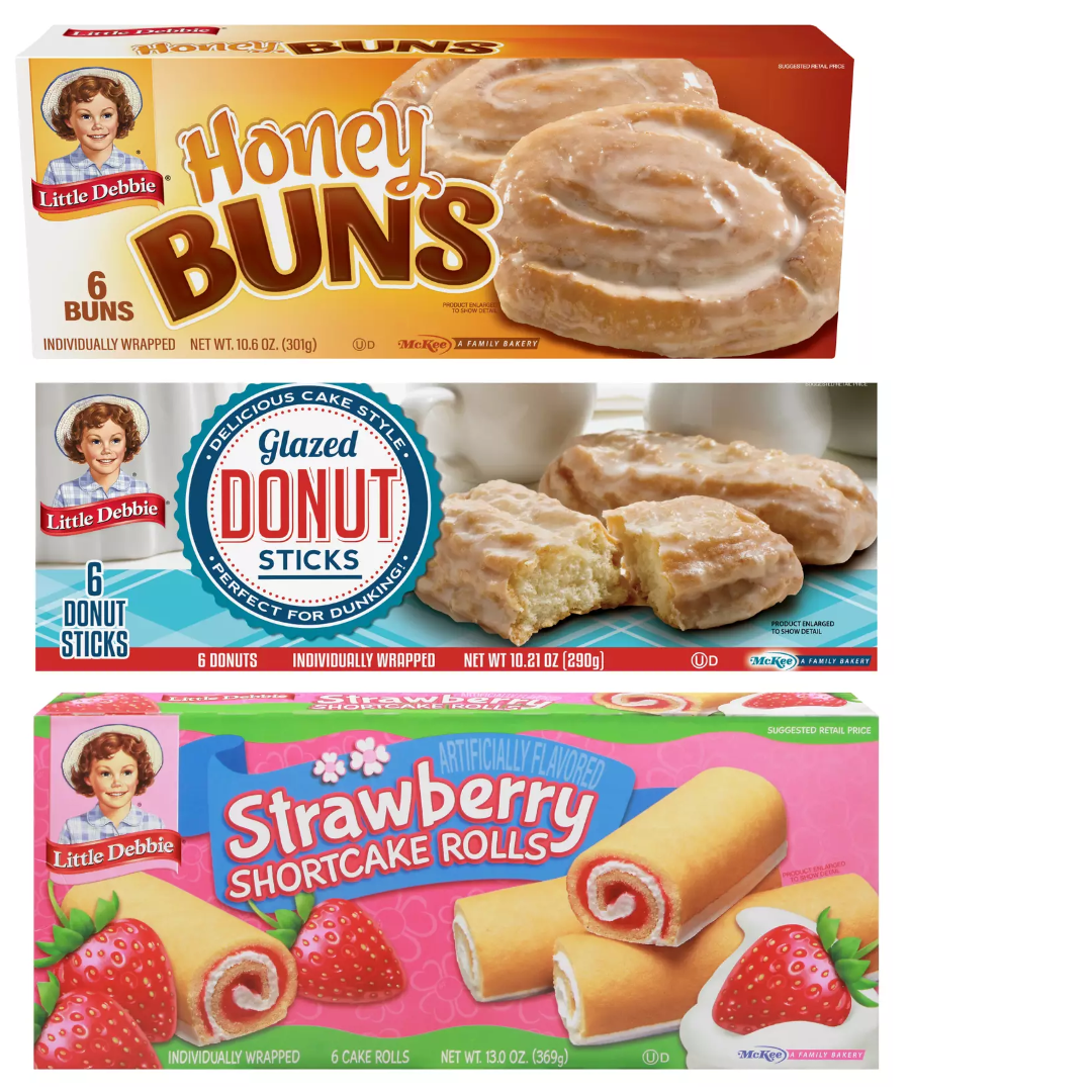 Little Debbie Honey Buns Breakfast Pastries, 6 ct&Little Debbie Glazed ...