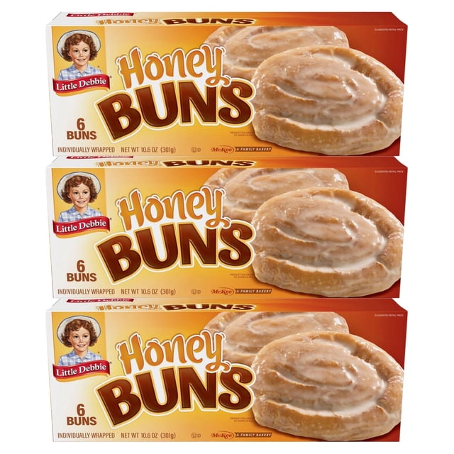 Little Debbie Mini Glazed Honey Buns, Snack Cakes, Individually Wrapped ...