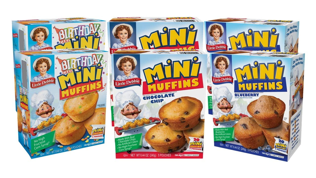 Little Debbie Mini Muffin CCF19 Variety Pack, Birthday Cake, Blueberry ...