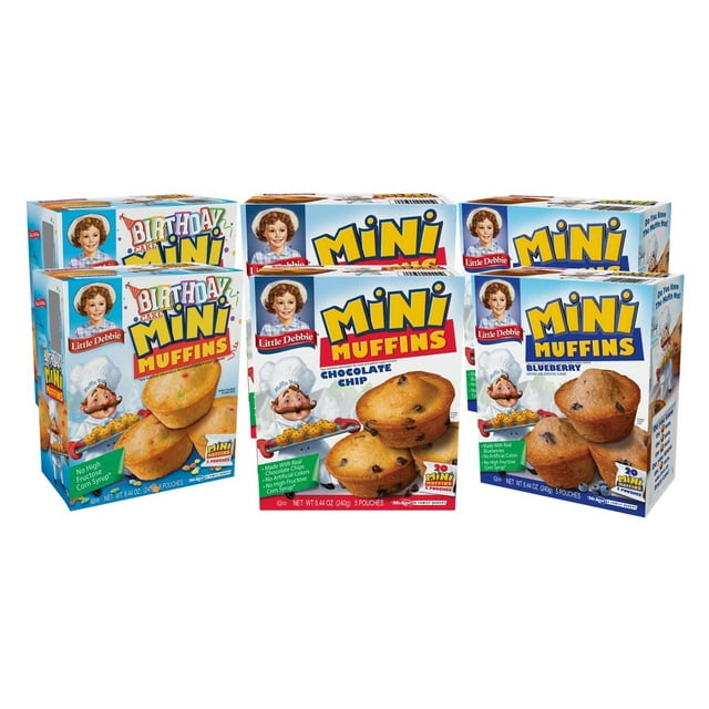 Little Debbie Mini Muffin Variety Pack, Birthday Cake, Blueberry ...