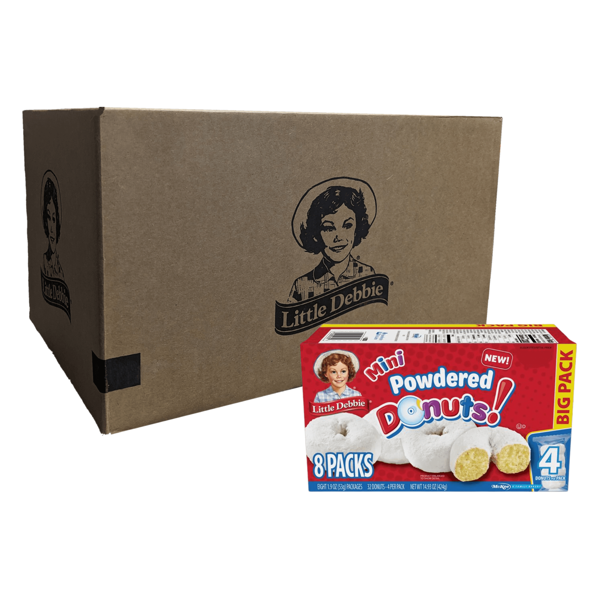 Little Debbie Mini Powdered Donuts Big Pack, Case of 8 Boxes, 256 ...