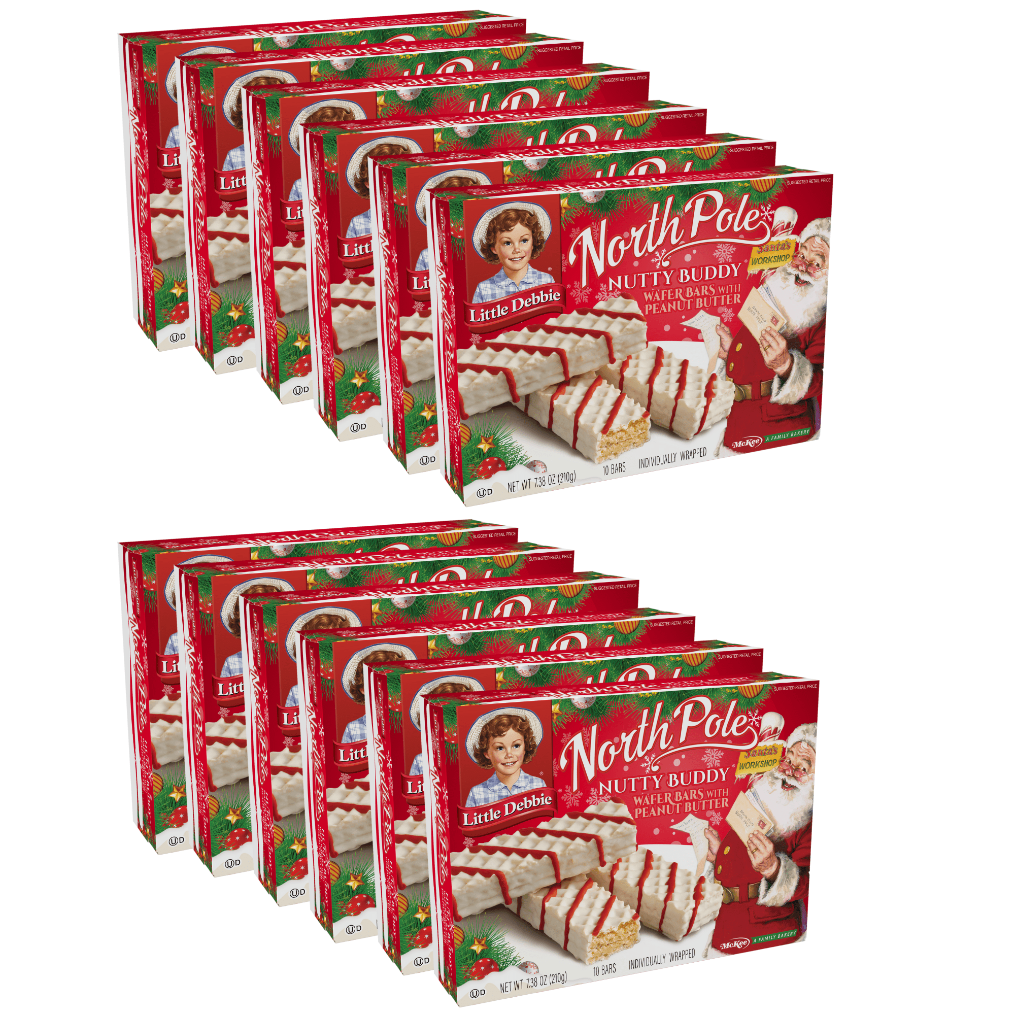 Little Debbie Nutty Bars, Fudge Snacks, North Pole Edition, 12 Boxes ...