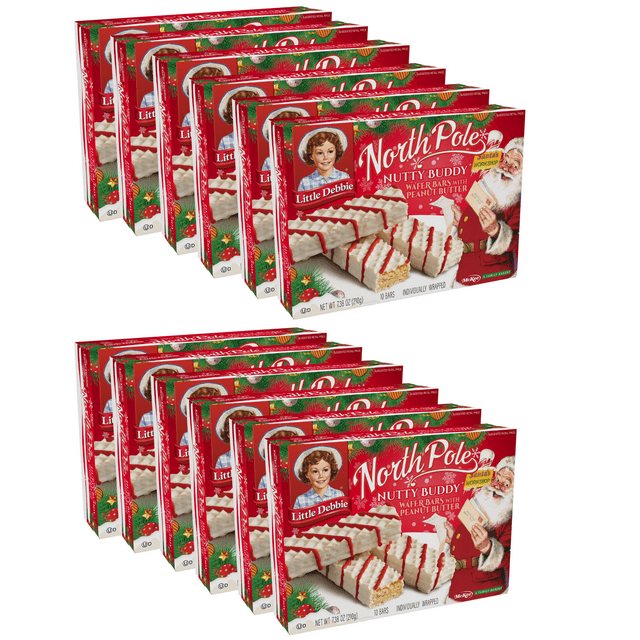 Little Debbie Nutty Bars, Fudge Snacks, North Pole Edition, 12 Boxes ...