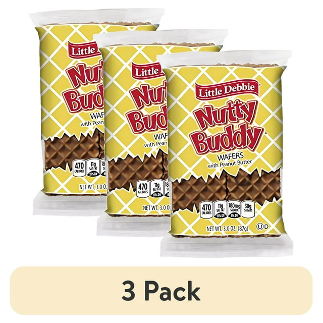 (3 pack) Little Debbie Nutty Buddy Bar, Large 3 oz., Individually ...