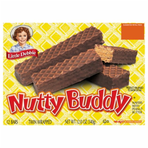 Little Debbie Nutty Buddy Peanut Butter Wafer Bars, 12 Count, 1 oz ...