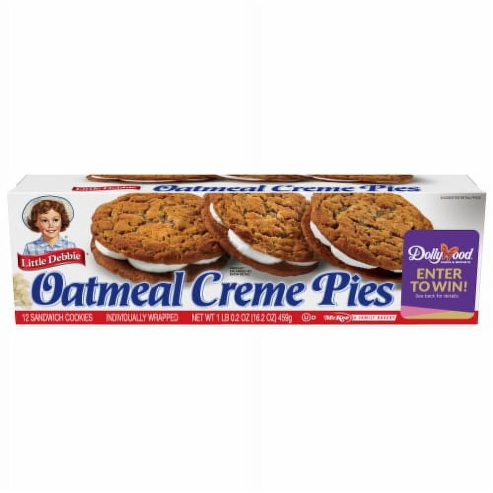 Little Debbie Oatmeal Creme Pies, 12 Count Box, Soft Cookies with Creme ...
