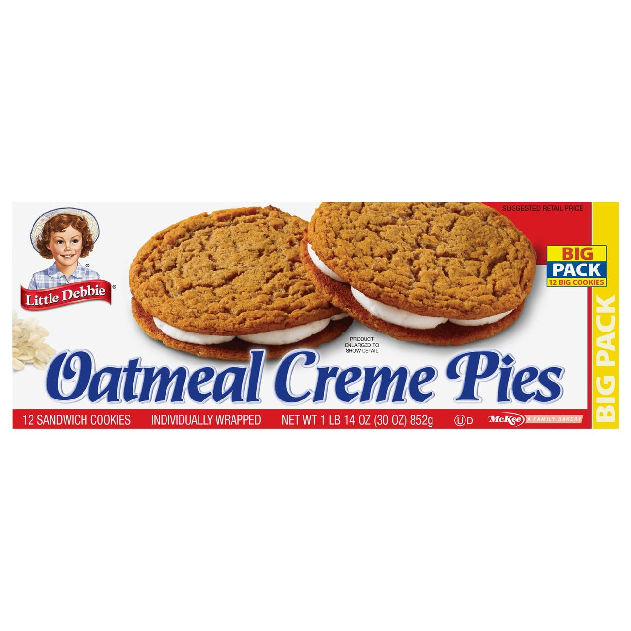 Little Debbie Oatmeal Creme Pies, Big Pack 12 ct, Spiced Oatmeal ...