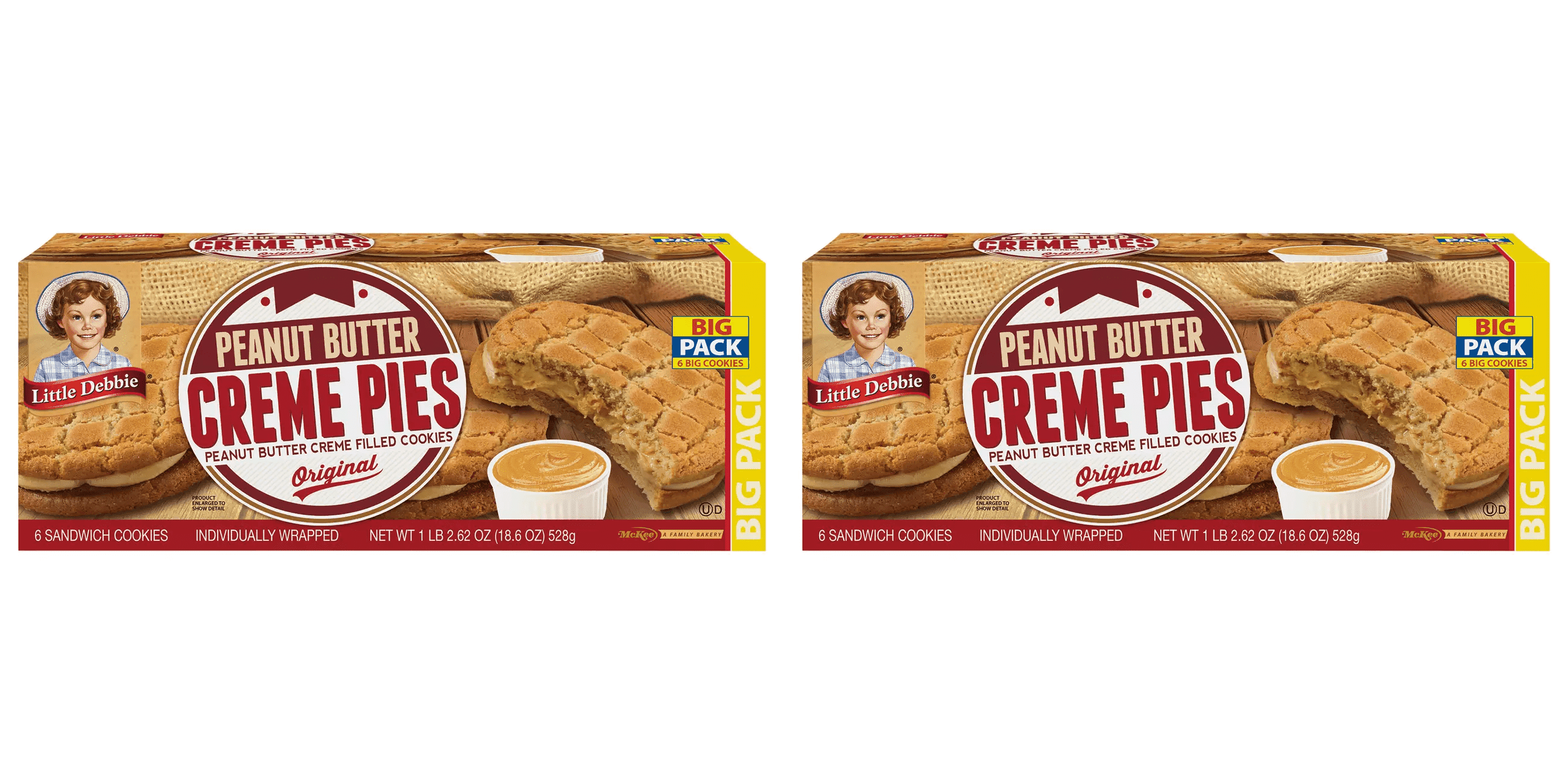 Little Debbie Peanut Butter Creme Pies - 6 ct, 2 Pack for Office ...
