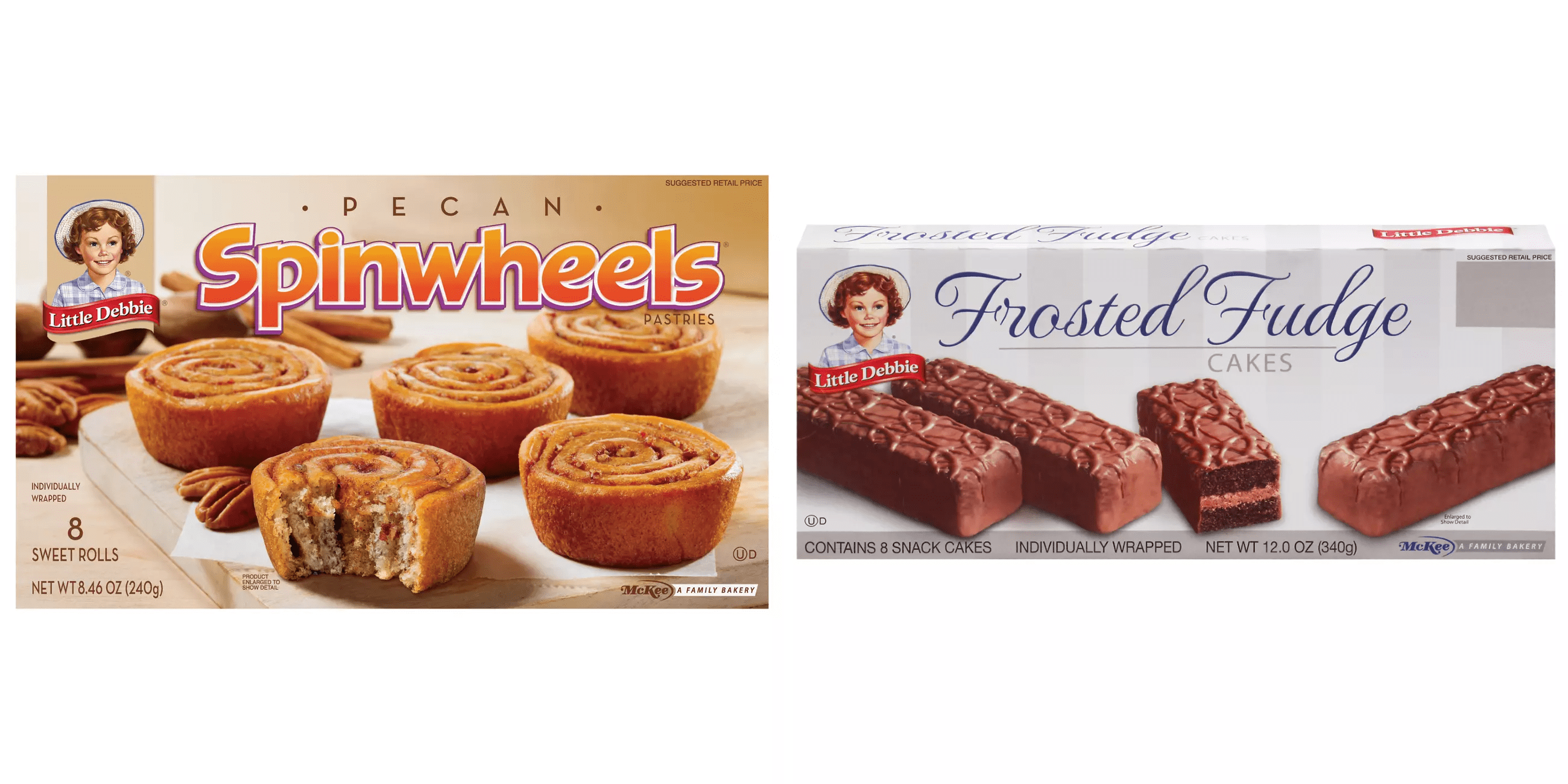 Little Debbie Pecan Spinwheels, 8 ct&Little Debbie Frosted Fudge Cakes ...
