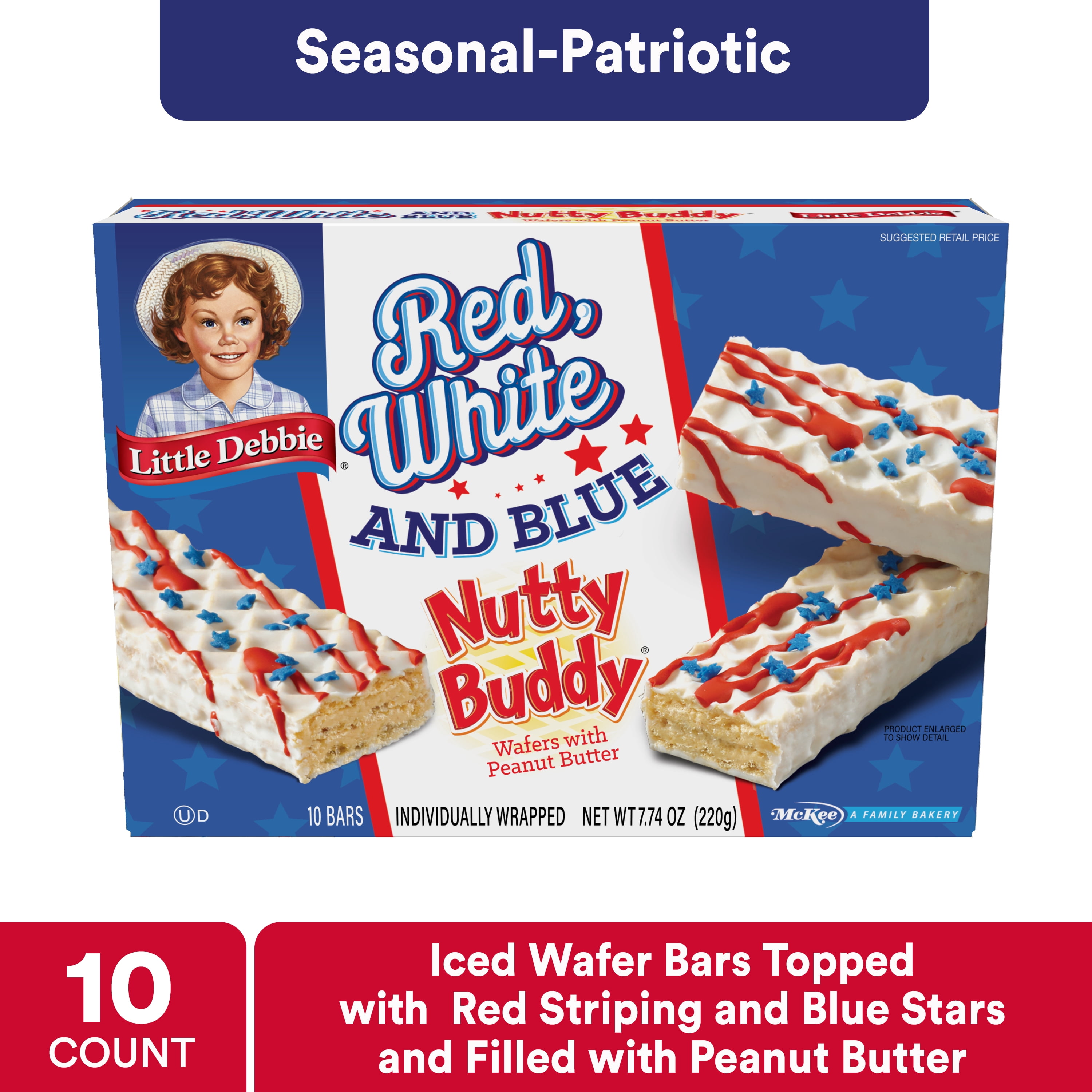 Little Debbie Family Pack - Red, White and Blue NUTTY BUDDY Wafers ...