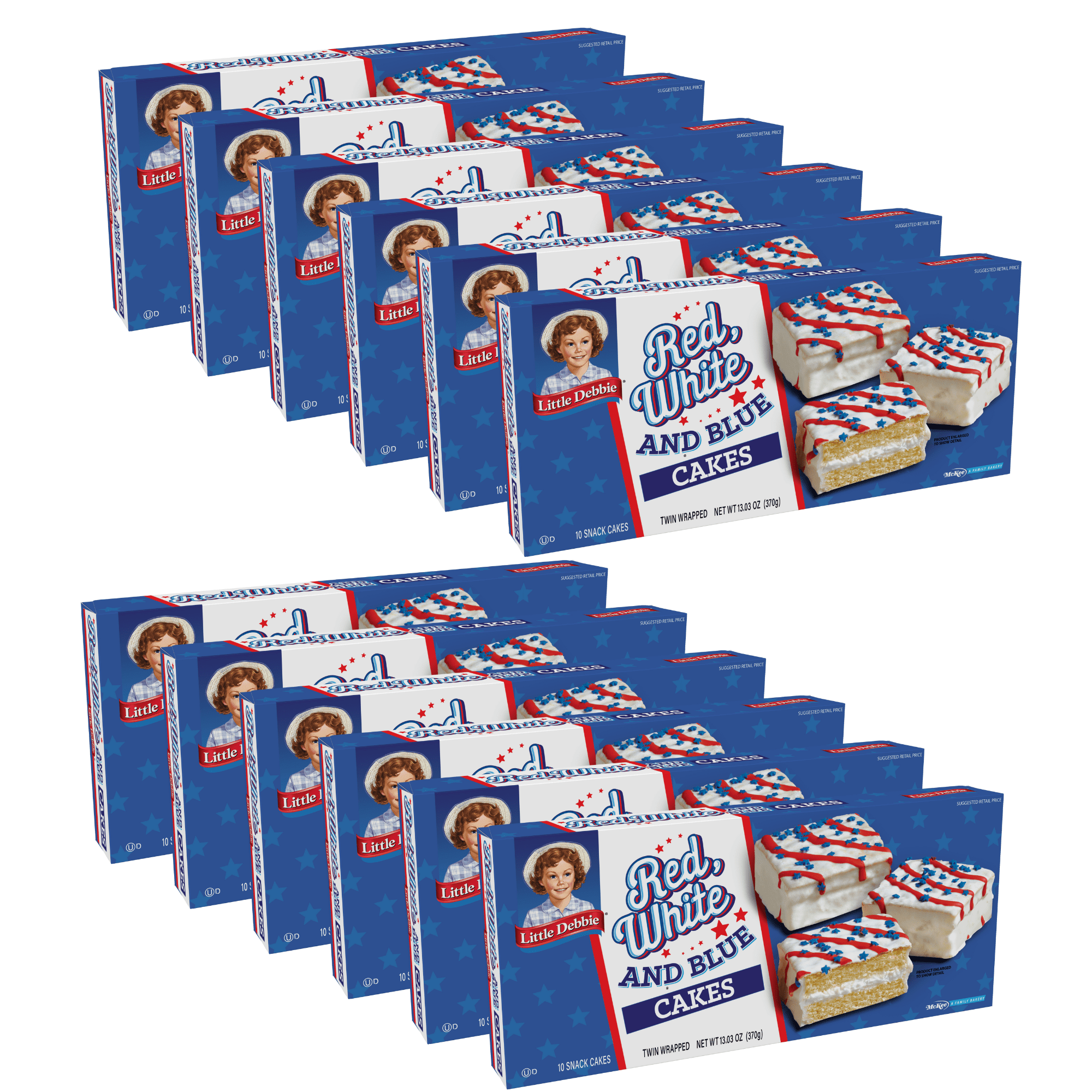 Little Debbie Patriotic Party Red, White and Blue Cakes, 12 Boxes, 120 ...