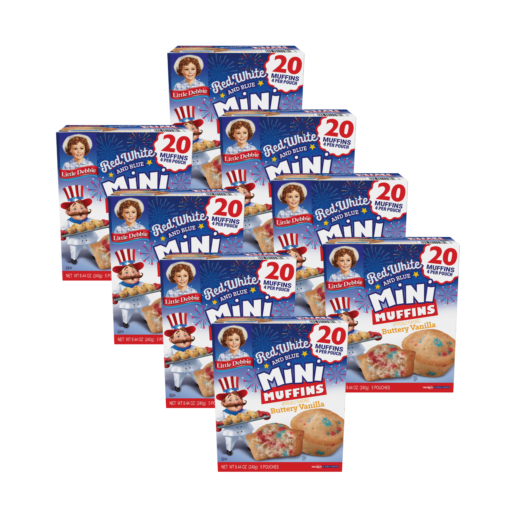 Little Debbie Red, White and Blue Mini Muffins Buttery Vanilla, 8 Boxes ...