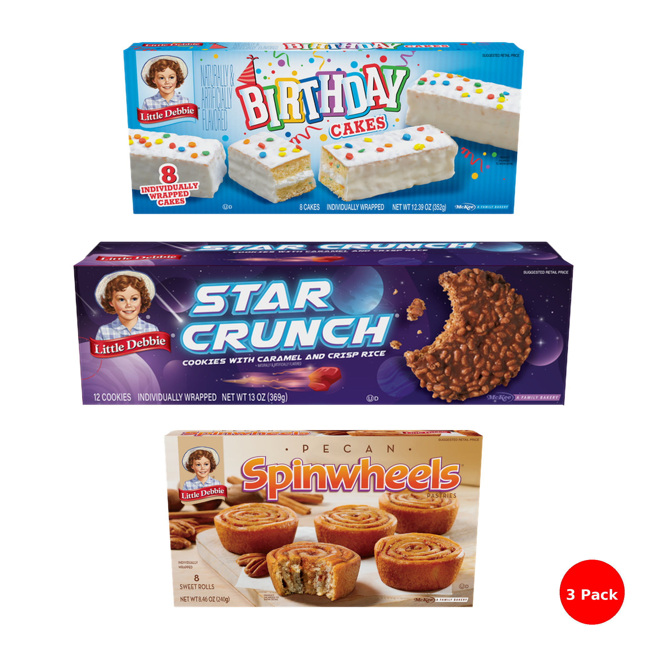Little Debbie Snack Cake Combo (3 Pack) – Star Crunch - 12 Cookies ...