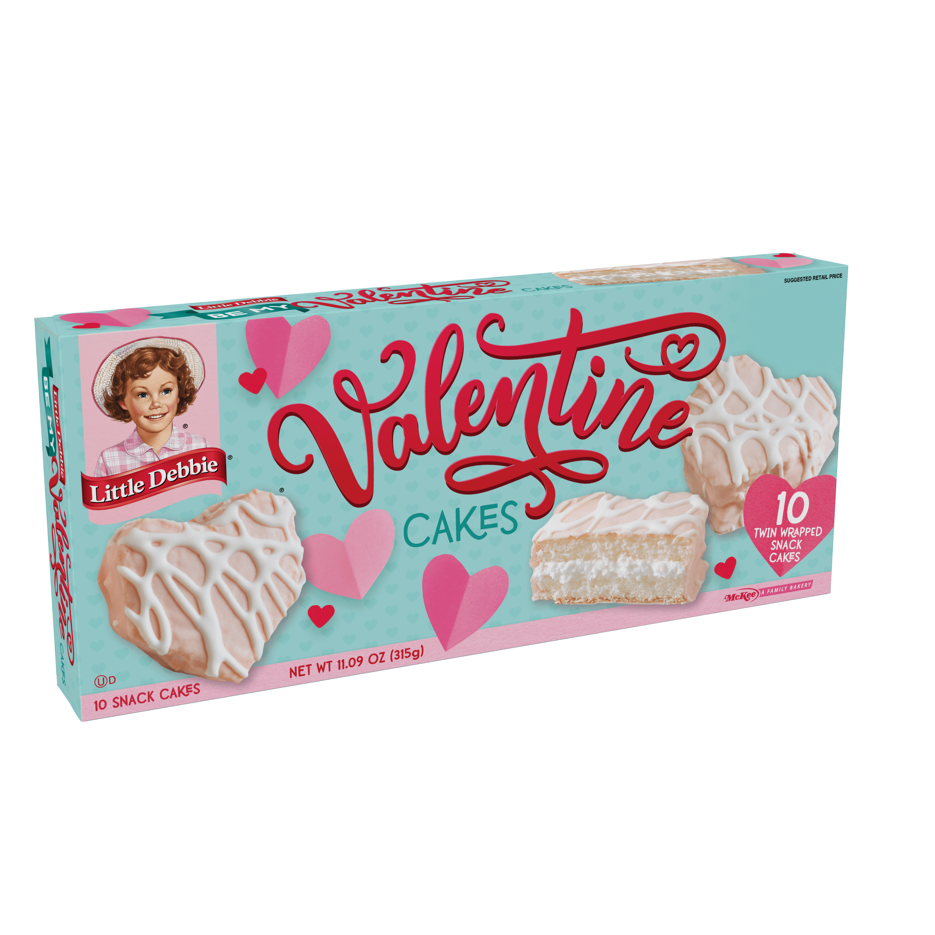 Little Debbie Heart-Shaped Cream Filled Valentine Cakes (Vanilla), 10 ...