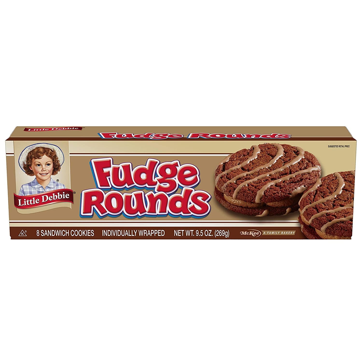 Little Debbie Snacks Fudge Rounds, Pack of 2, 8ct, Chocolate Cookies ...