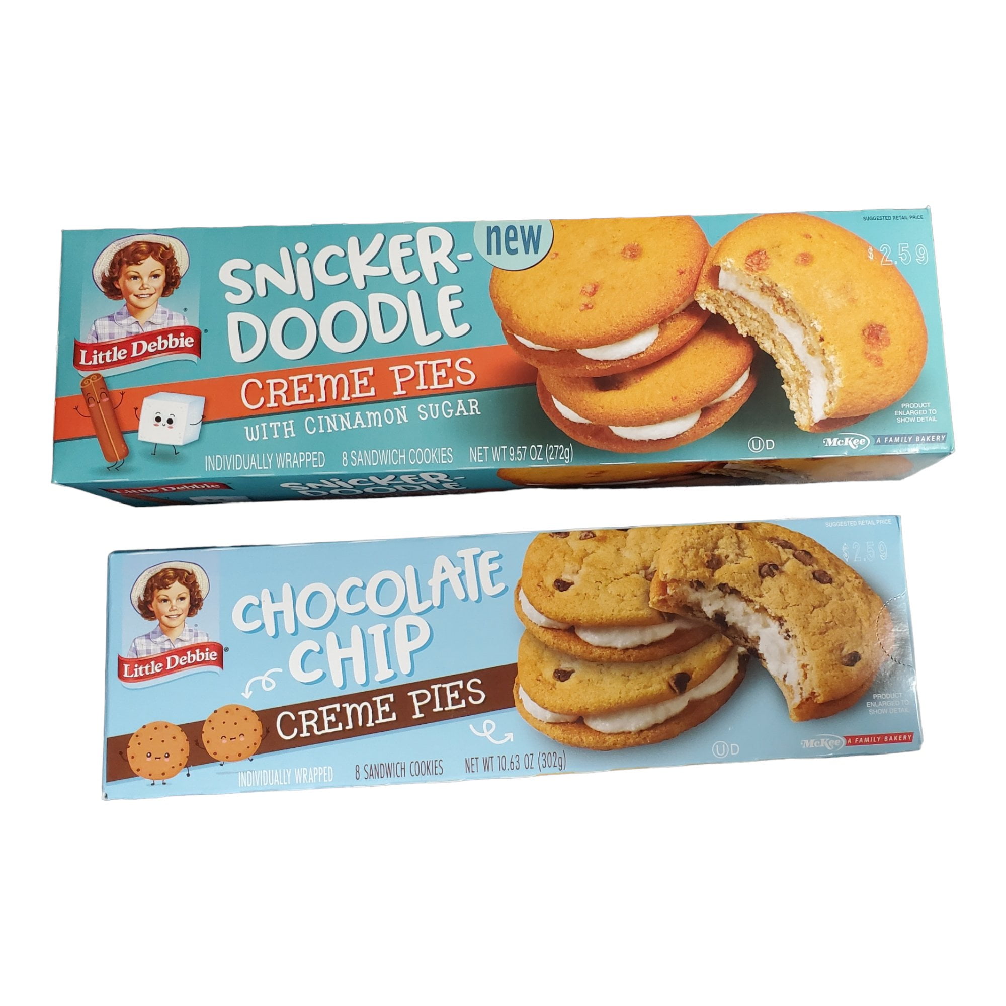 Little Debbie Snickerdoodle & Chocolate Chip Creme Pies, Individually Wrapped Cookies, 2 Pack ...