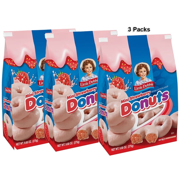 Little Debbie Strawberry Mini Donuts (Bagged), 9.68 oz (3 Packs ...