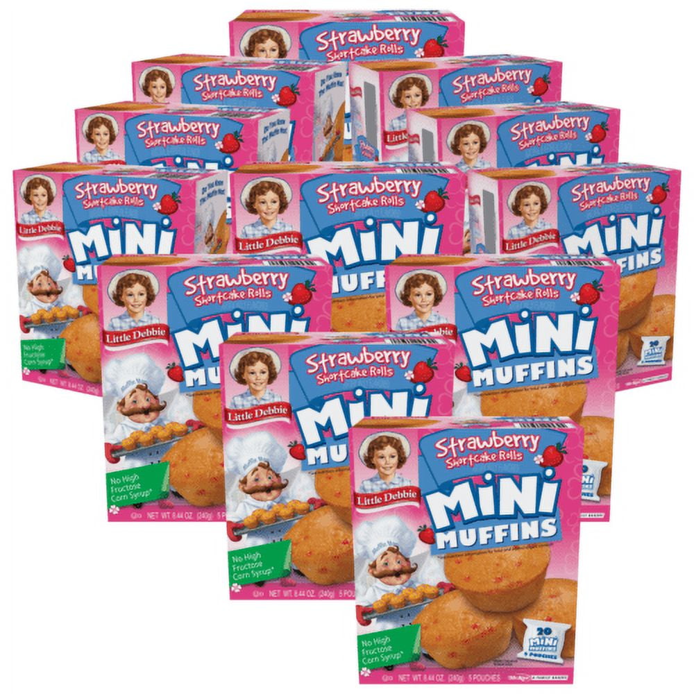 Little Debbie Strawberry Shortcake Rolls Mini Muffins, 12 Boxes, 60 ...