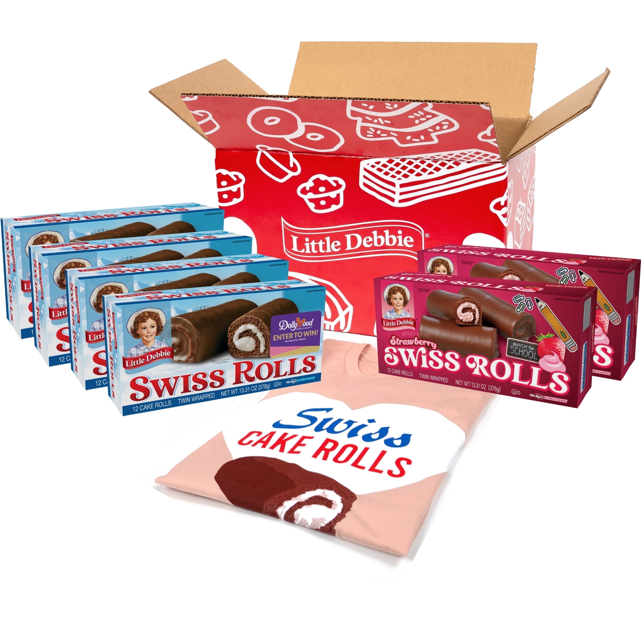 Little Debbie Swiss Roll Bundle, 4 Boxes of Swiss Rolls, 2 Boxes of Strawberry Swiss Rolls, and ...