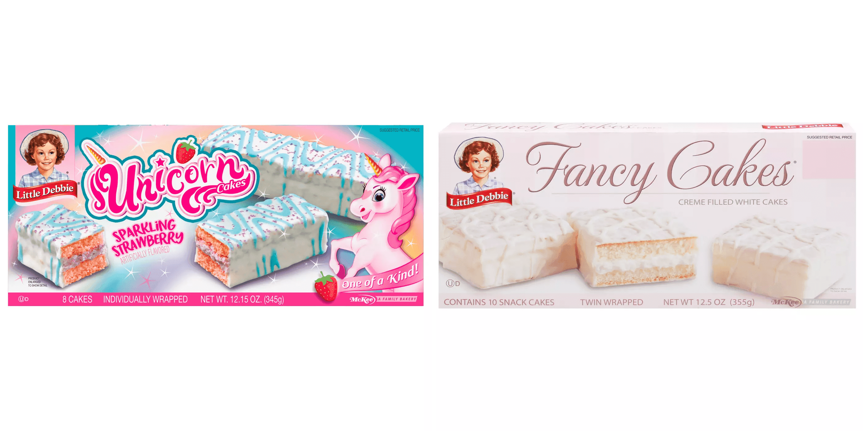 Little Debbie Unicorn Cakes, 8 ct&Little Debbie Fancy Cakes, Twin ...