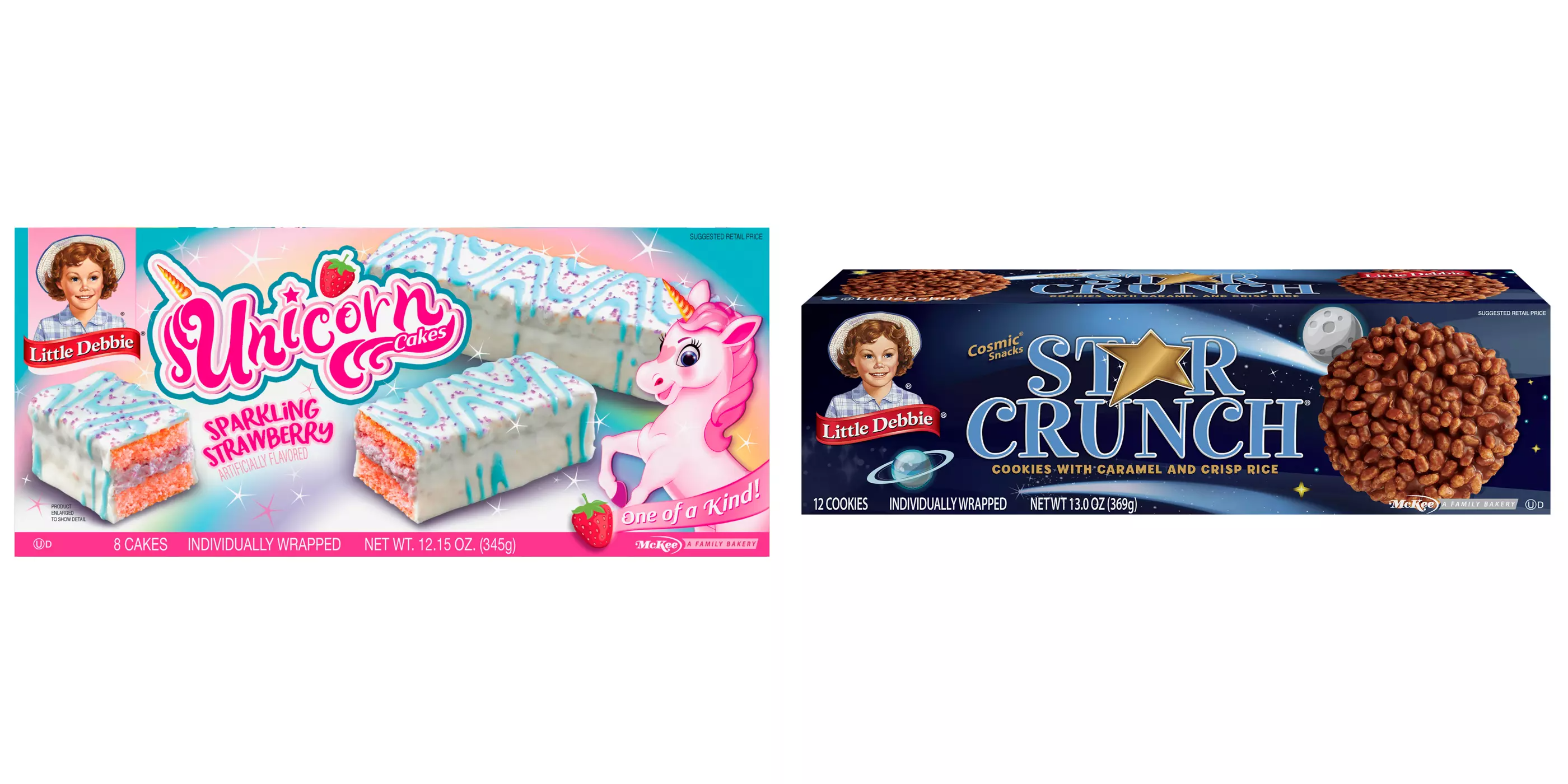 Little Debbie Unicorn Cakes, 8 ct&Little Debbie Star Crunch Cosmic ...