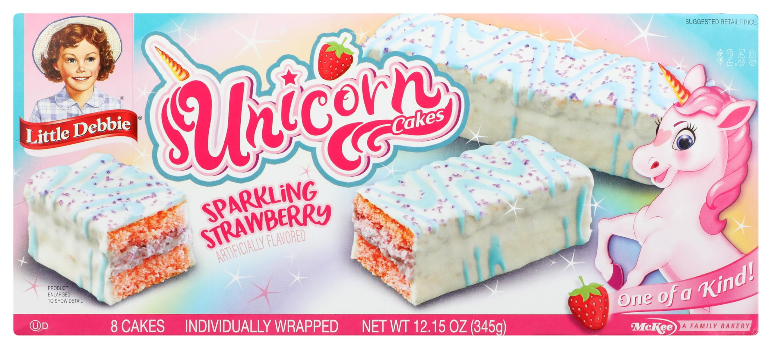 Little Debbie Unicorn Cakes, 48 MDA05 Individually Wrapped Strawberry ...