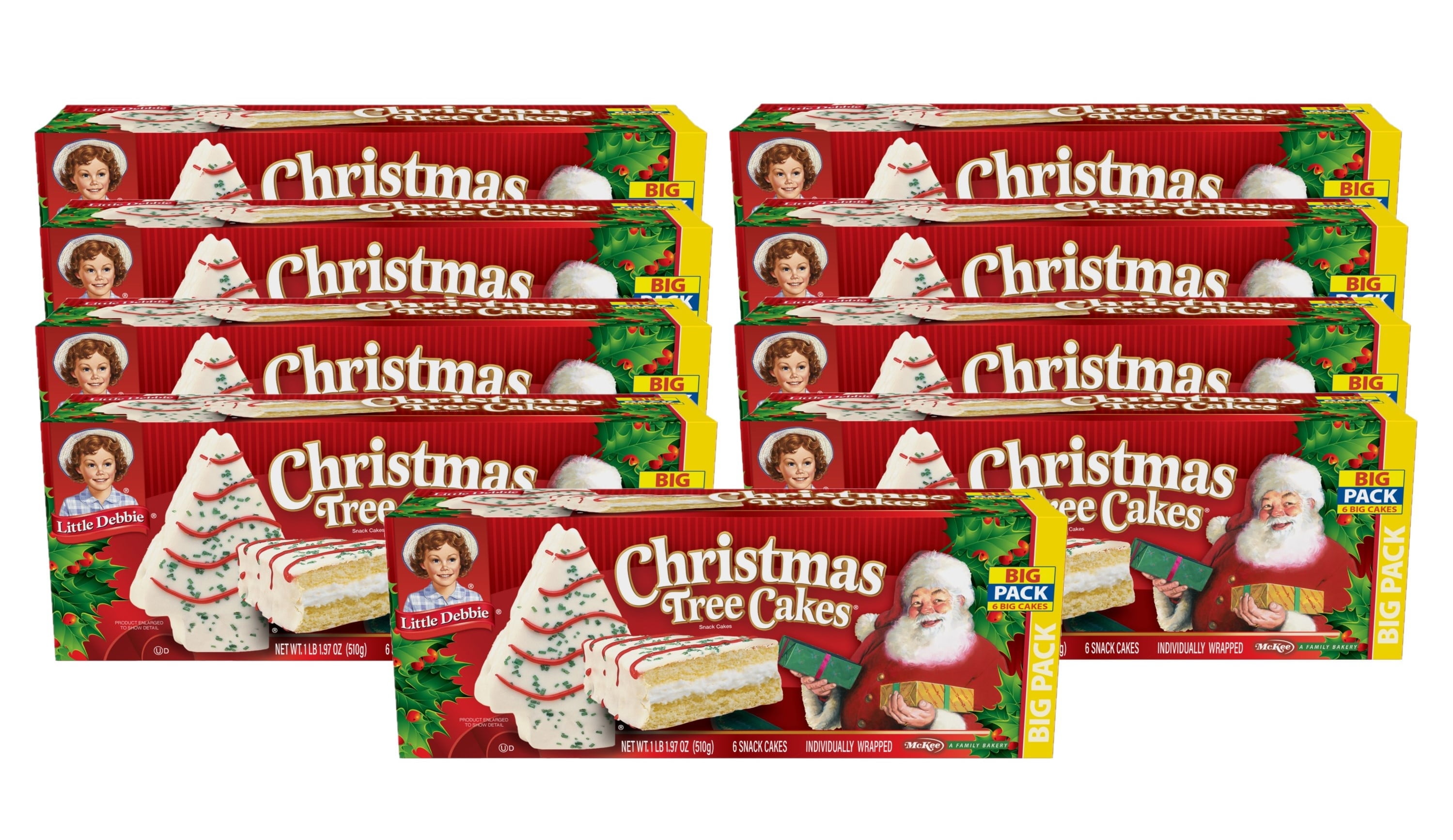 Little Debbie Bulk Vanilla Christmas Tree Cakes Big Pack - Large Case ...
