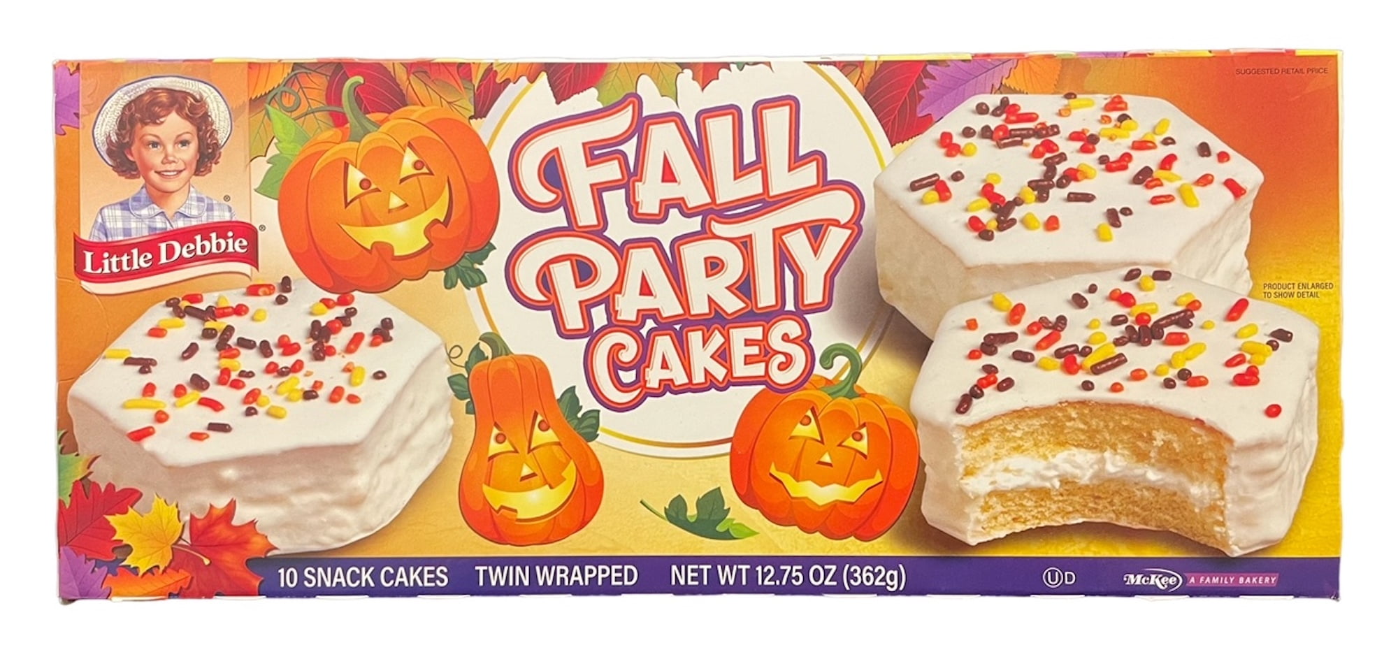 Little Debbie Vanilla Fall Party Cakes, Twin Wrapped, 10 Count, 3 Pack ...