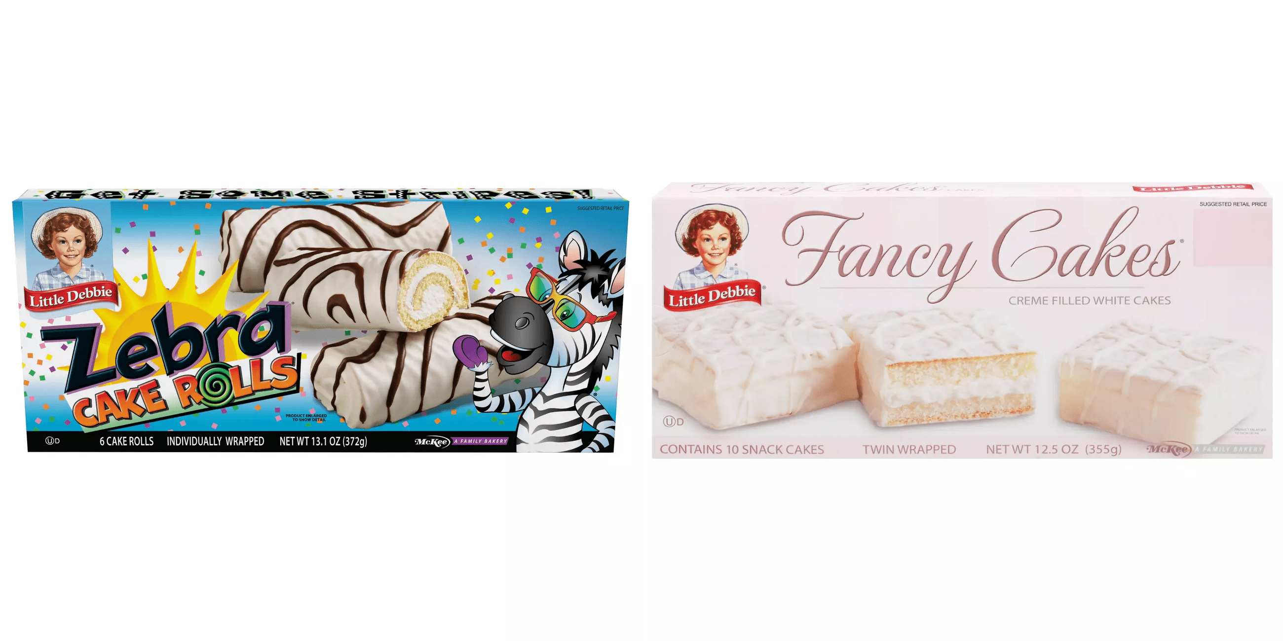 Little Debbie Zebra Cake Rolls, 6 ct&Little Debbie Fancy Cakes, Twin ...