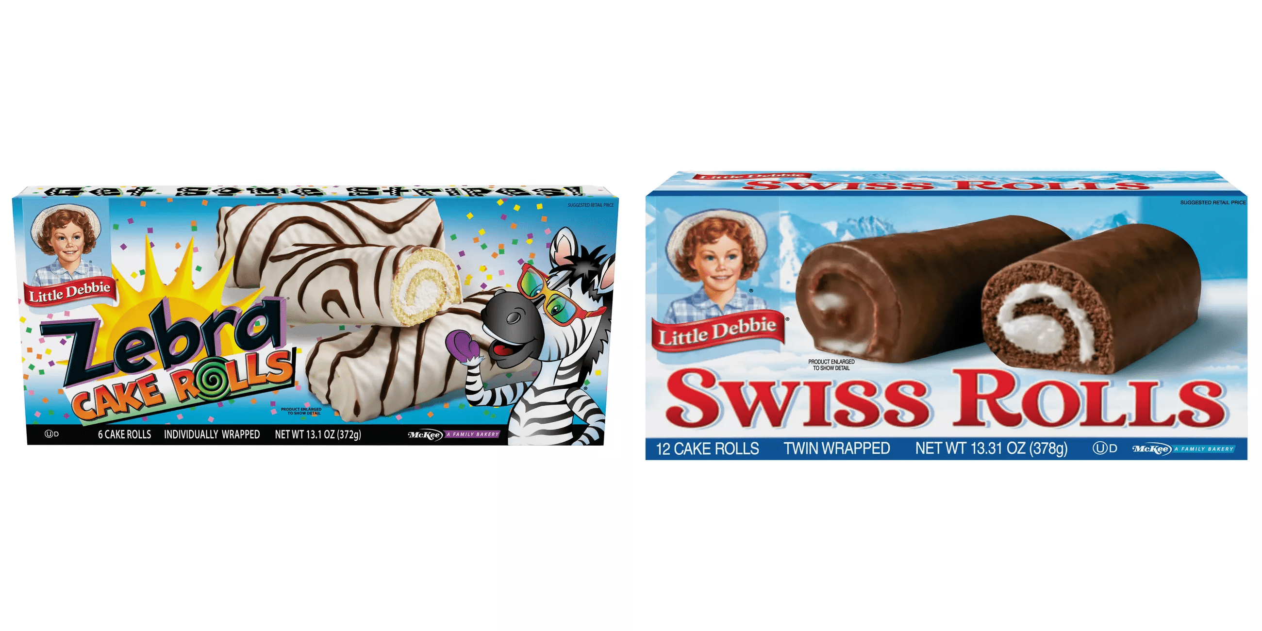 Little Debbie Zebra Cake Rolls, 6 ct&Little Debbie Swiss Rolls, Twin ...