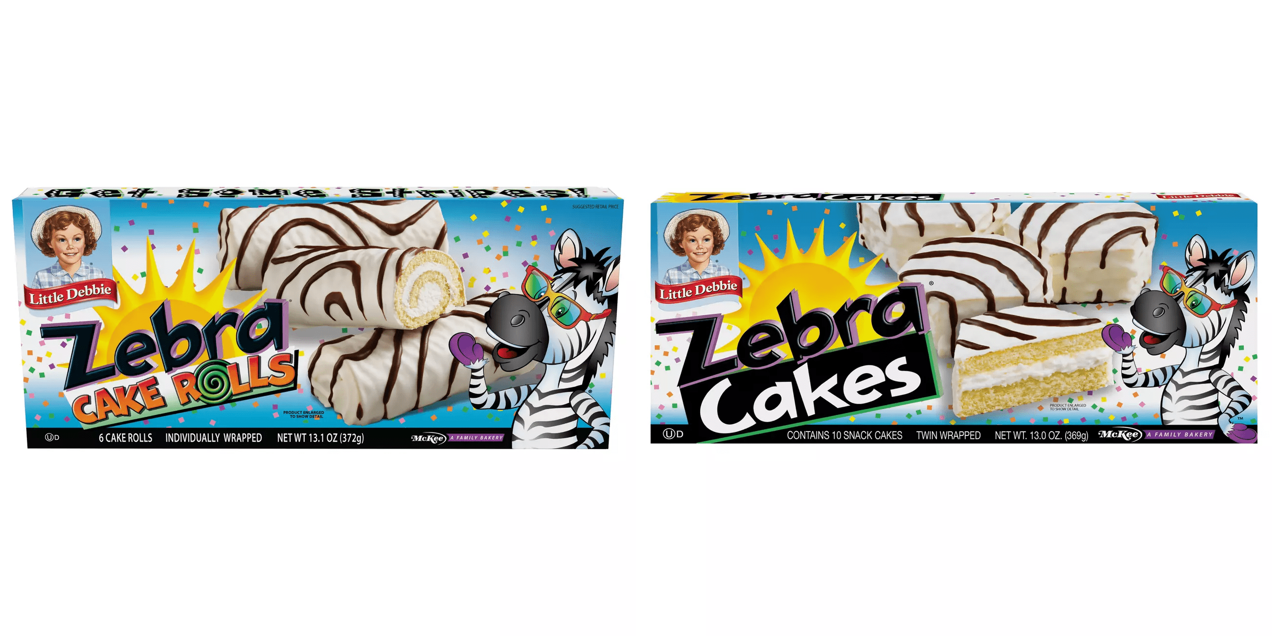 Little Debbie Zebra Cake Rolls, 6 ct&Little Debbie Zebra Cakes, 10 ct ...