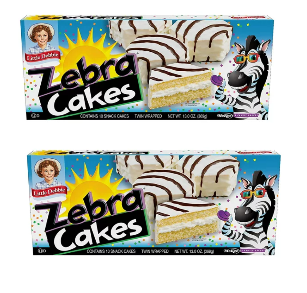 Little Debbie Zebra Cakes, Twin-Wrapped Snacks, Yellow Creme Cake with ...