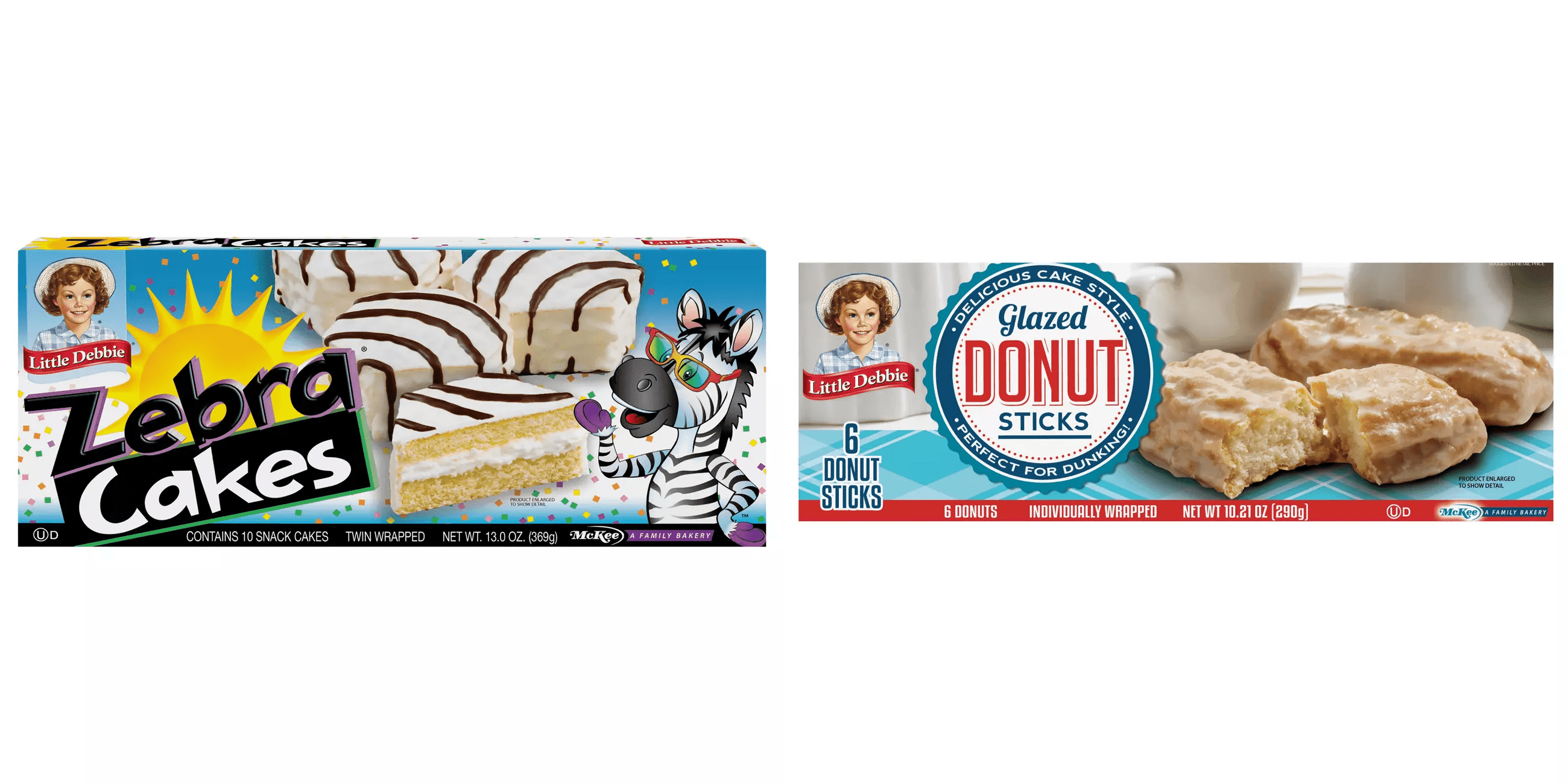 Little Debbie Zebra Cakes, 10 ct&Little Debbie Glazed Donut Sticks, 6 ...