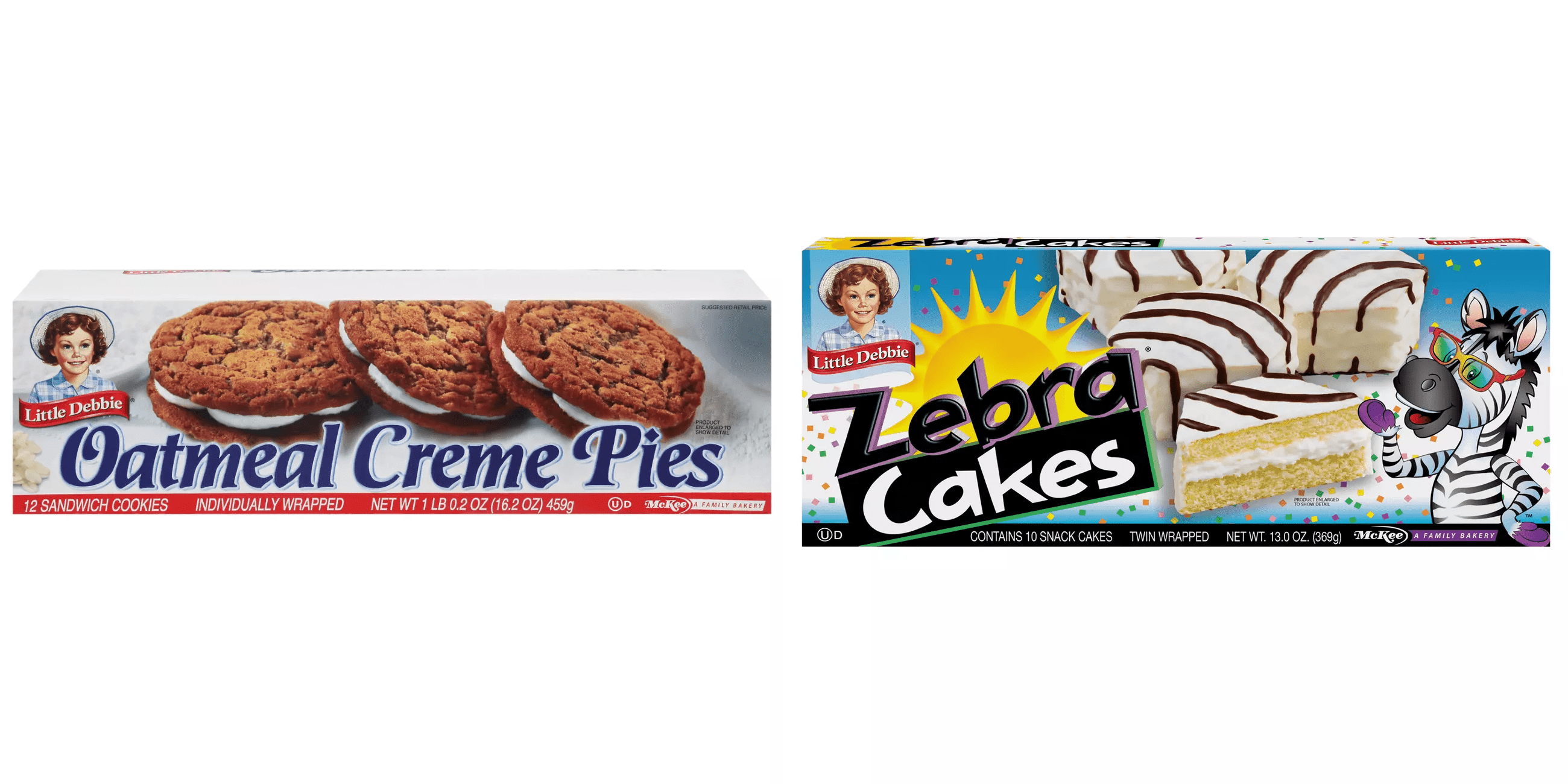 Little Debbie Zebra Cakes, 10 ct&Little Debbie Oatmeal Creme Pies ...
